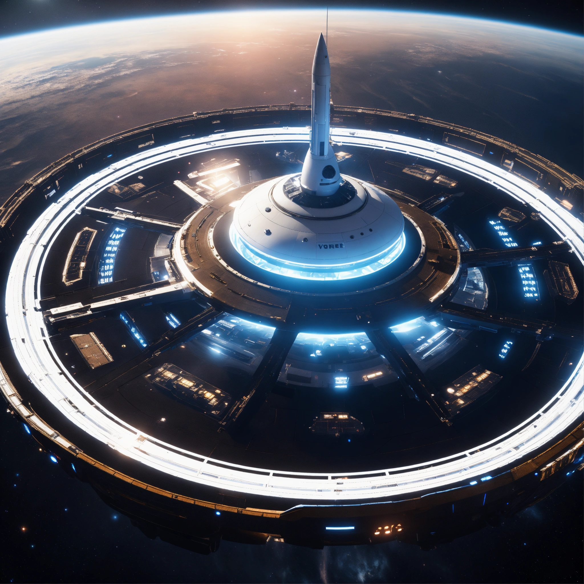 Lexica - Space yacht flies through a beautiful docking port on a white ...