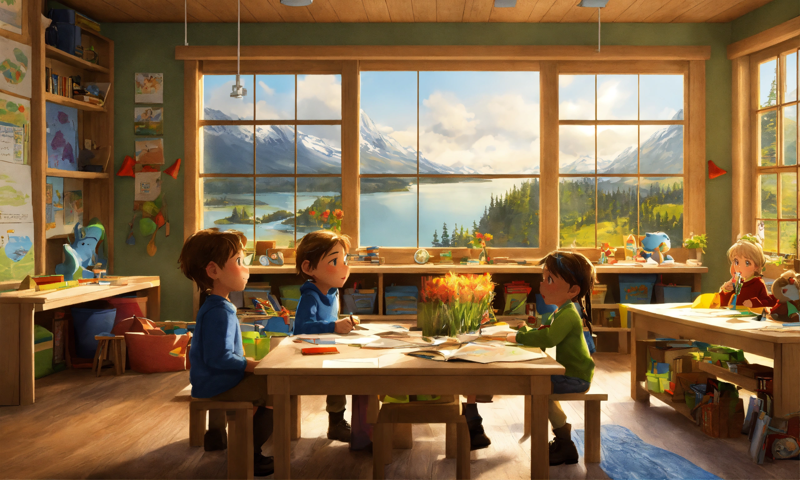 Lexica - A pixar animation, Create a heartwarming scene inside a cozy ...