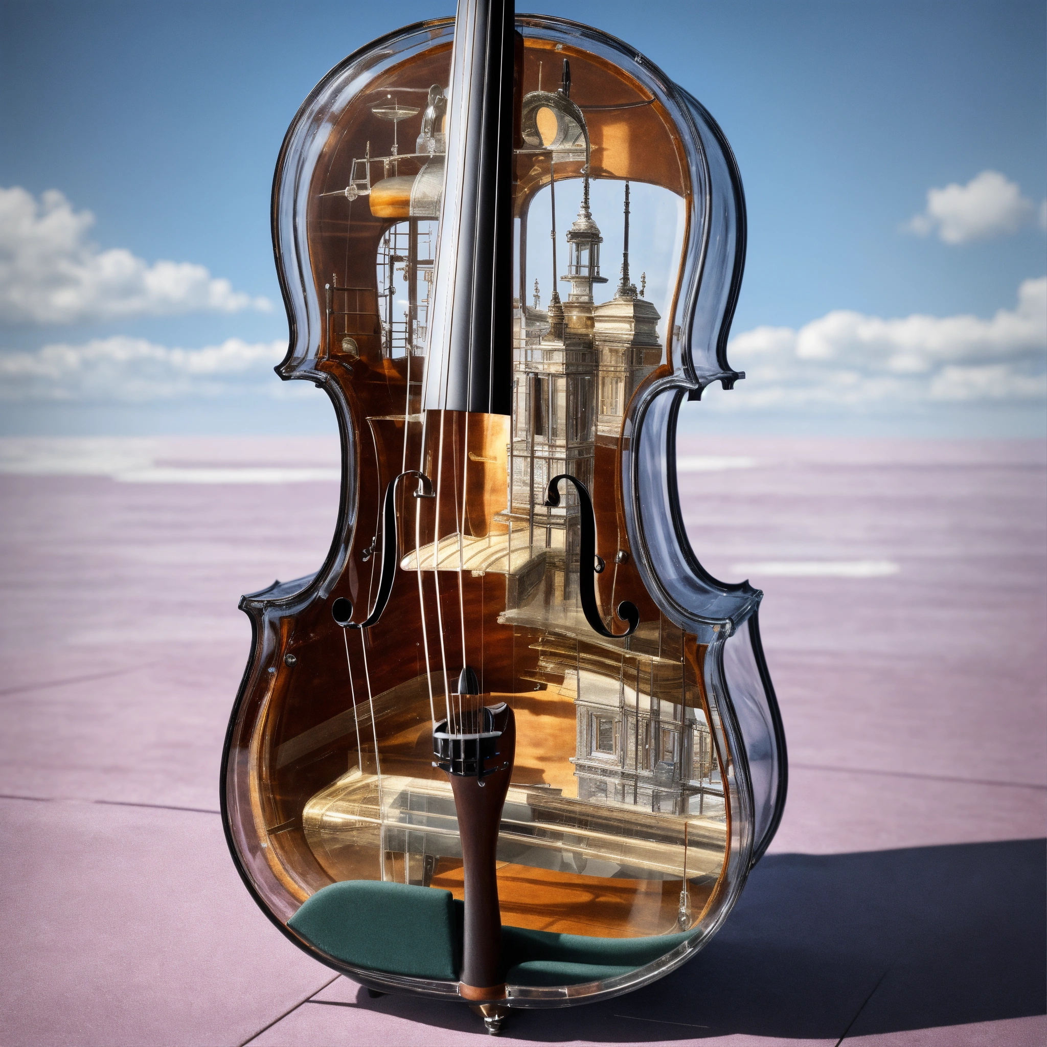 Lexica - A photorealistic closeup view of inside a transparent cello ...