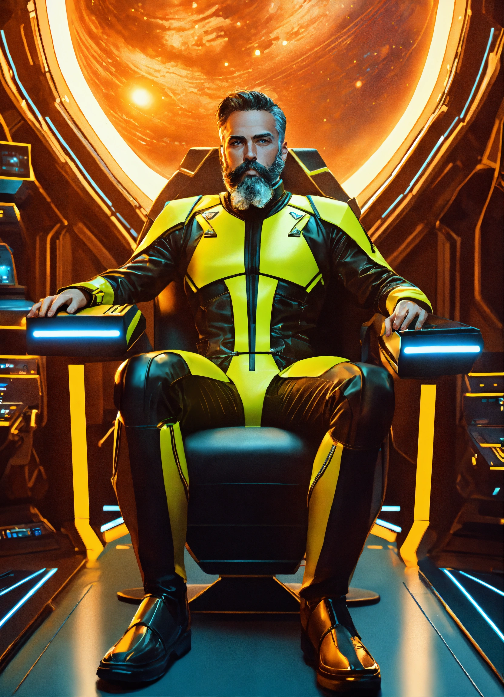 Lexica - 50 year old masculine star commander nice trim beard is ...