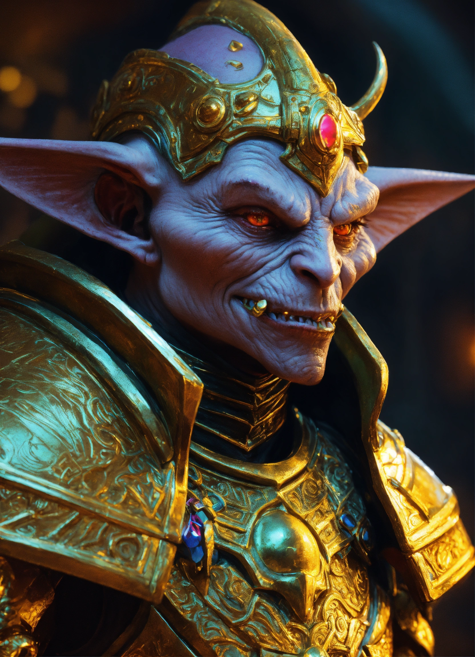 Lexica - A colorful portrait of a goblin, A FIERCE goblin IN FULL ...