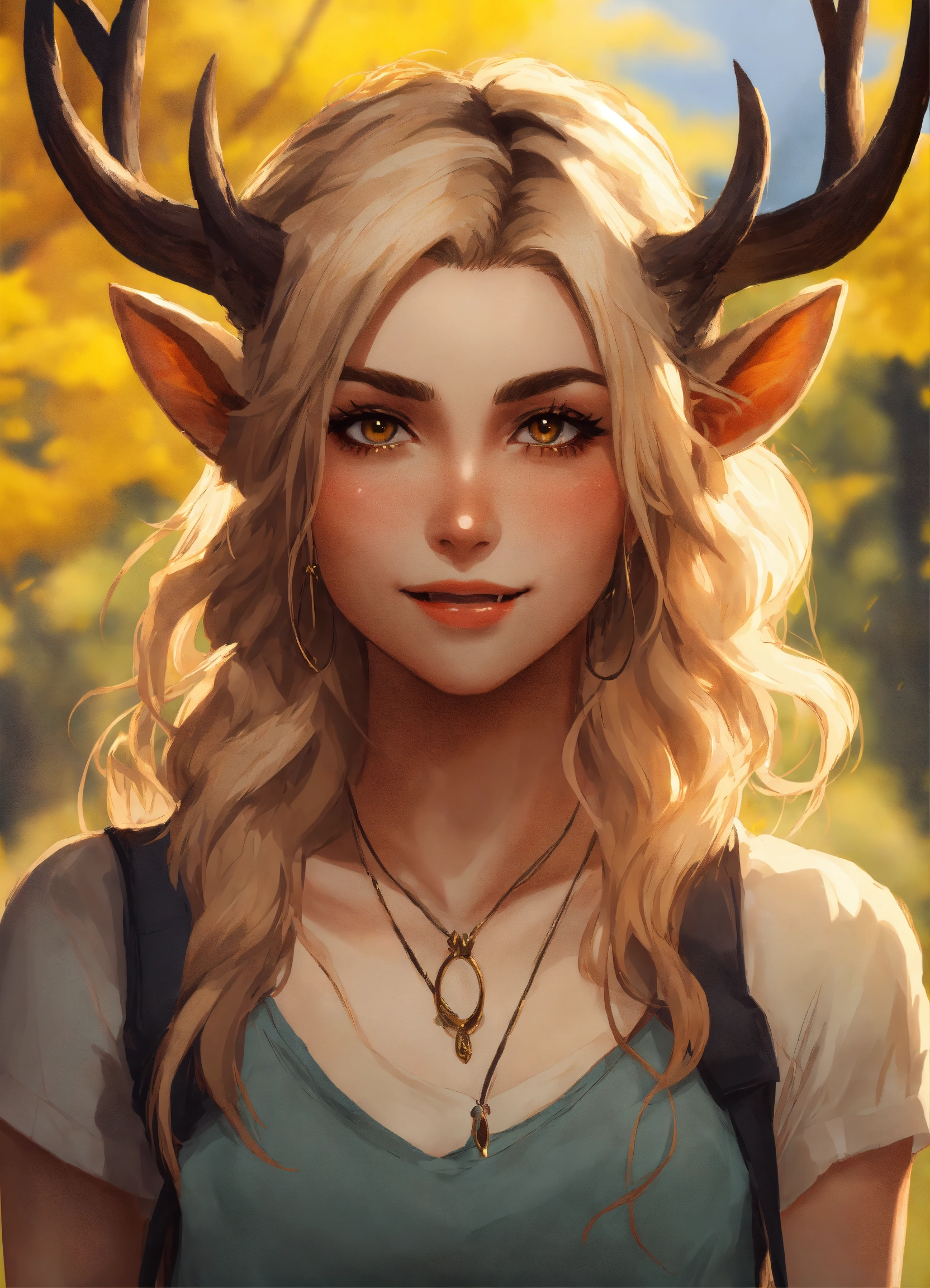 Lexica - Young adult female satyr with deer ears and black fairy eyes ...