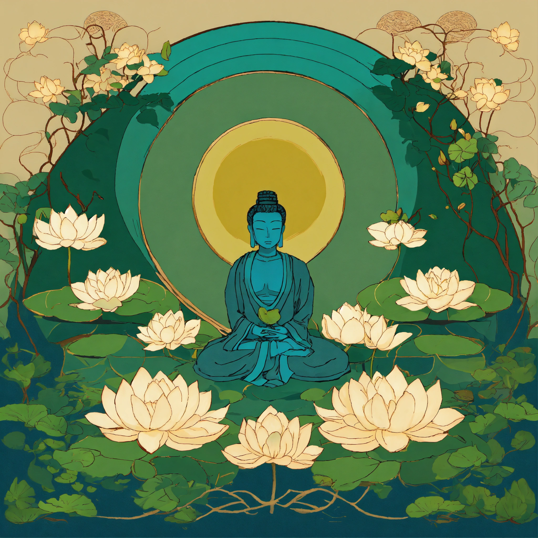 Lexica - A Japanese wave of zen with green vines with green heart ...