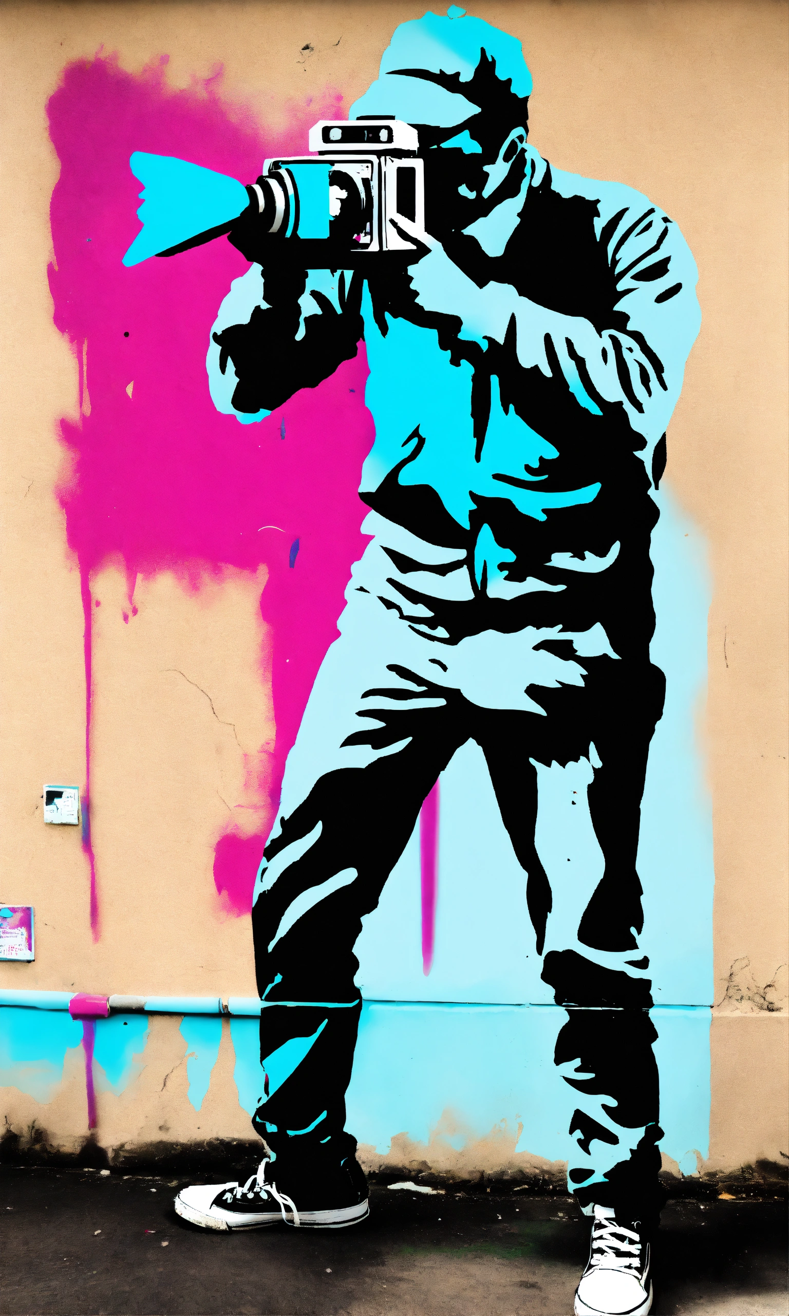 Lexica - "Create an image in the style of a Banksy stencil, featuring a ...