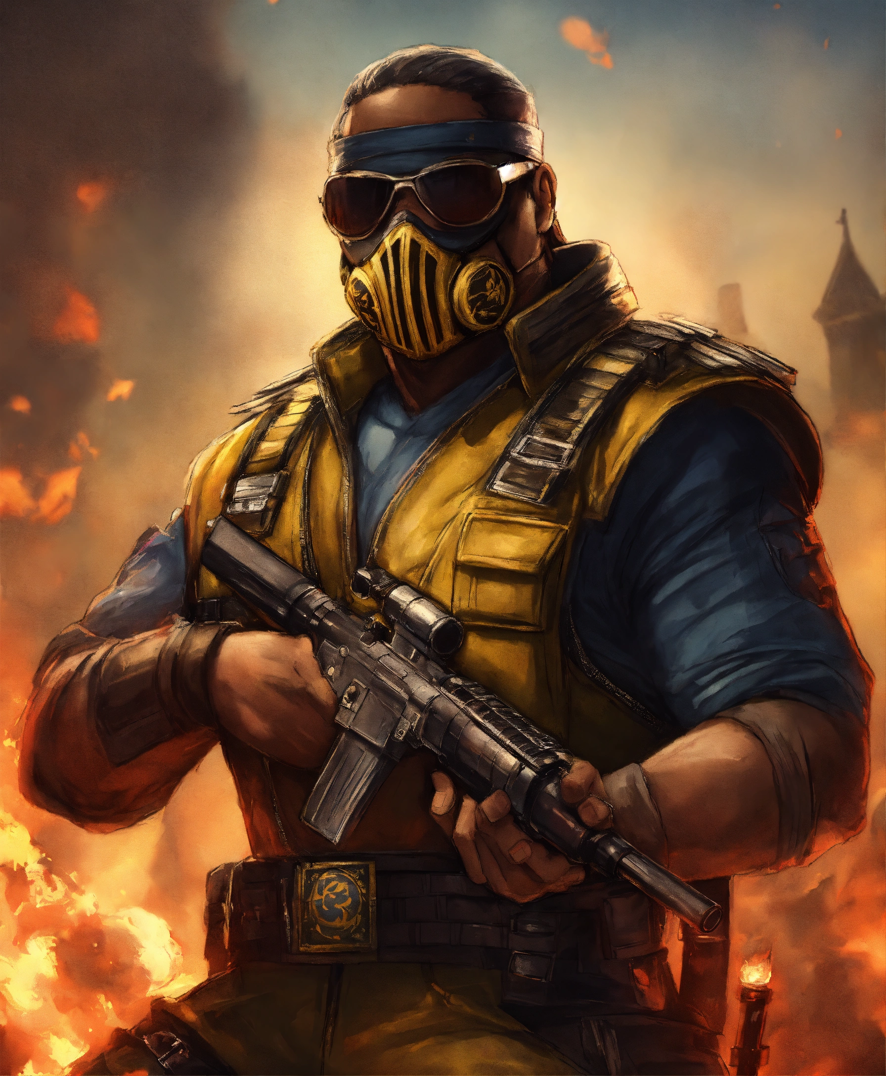 Lexica - Sketch of Jax from mortal kombat smoking a large joint wearing ...