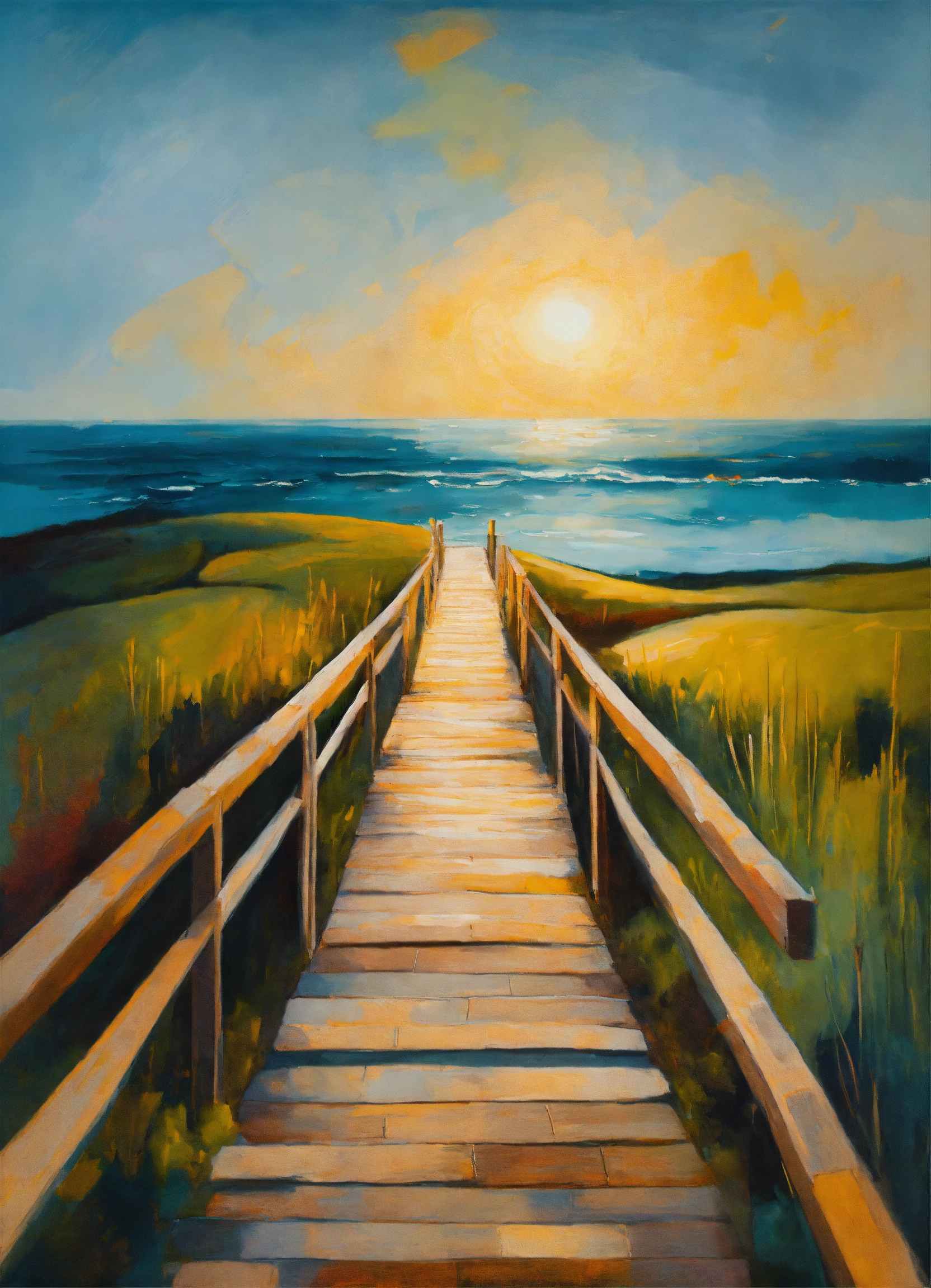 Lexica - Minimalist and abstract oil painting of path illuminated by ...