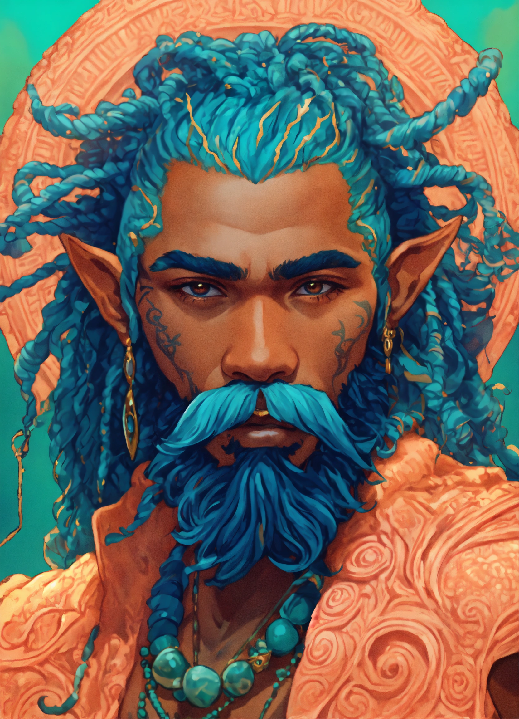 Lexica - A buff muscular Sea-elf scales Blue skin Long seafoam colored ...