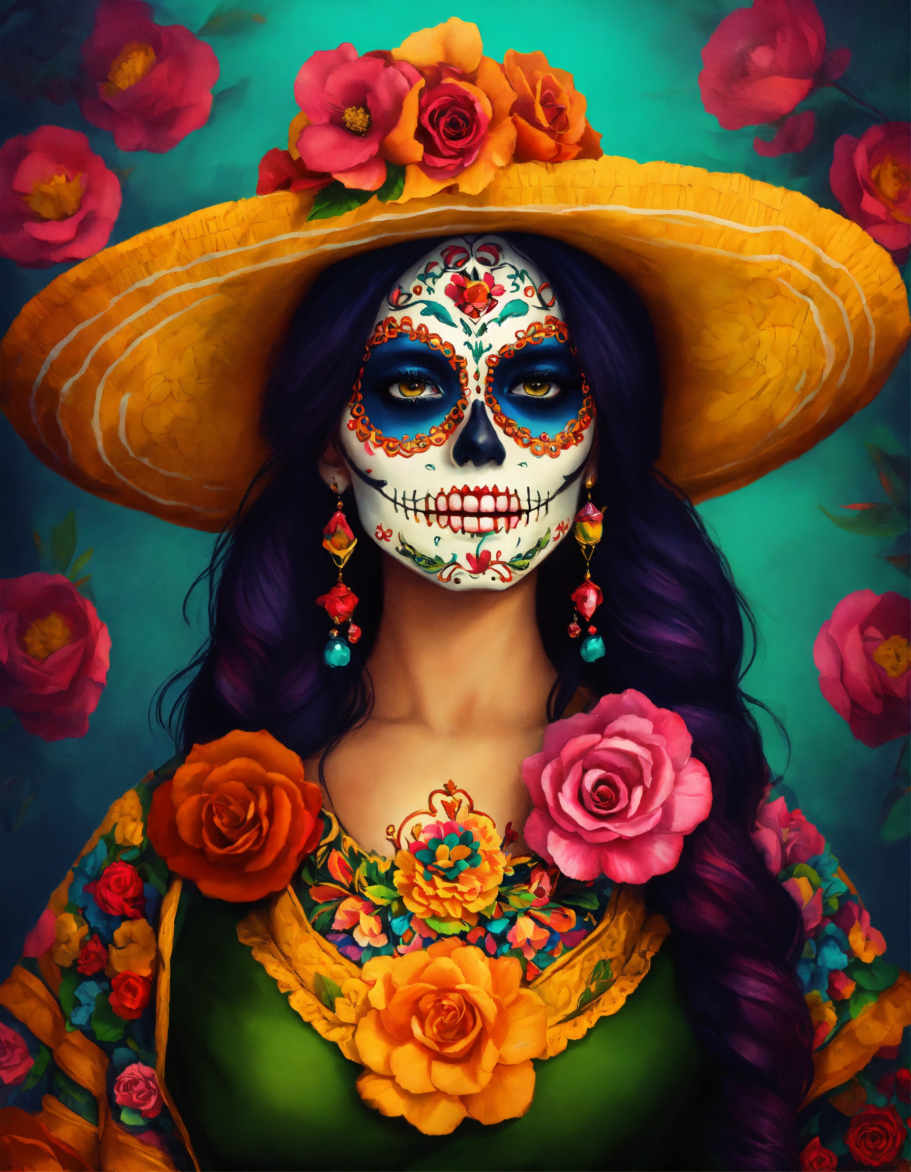 Lexica - Mexican catrina mexican happy colors very realistic, mexican ...