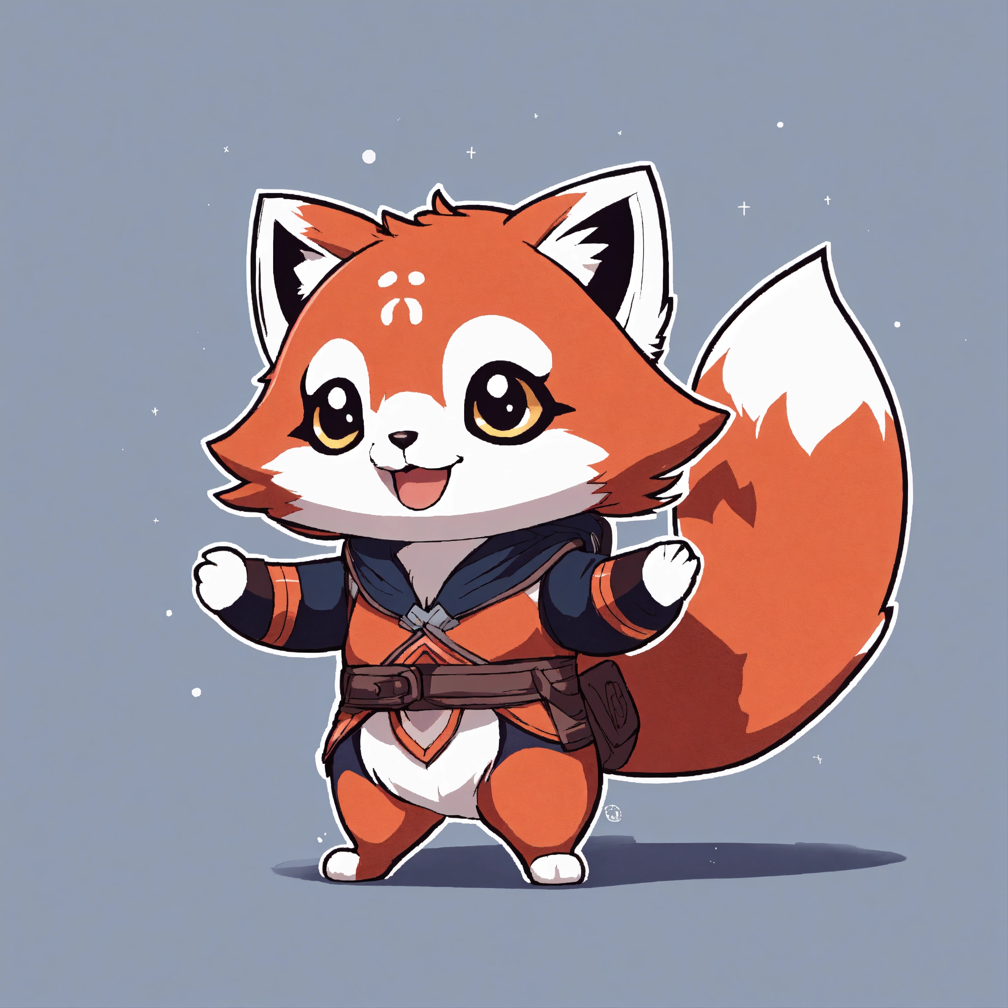 Lexica - Cute small humanoid cat red panda, victory pose, anime style ...