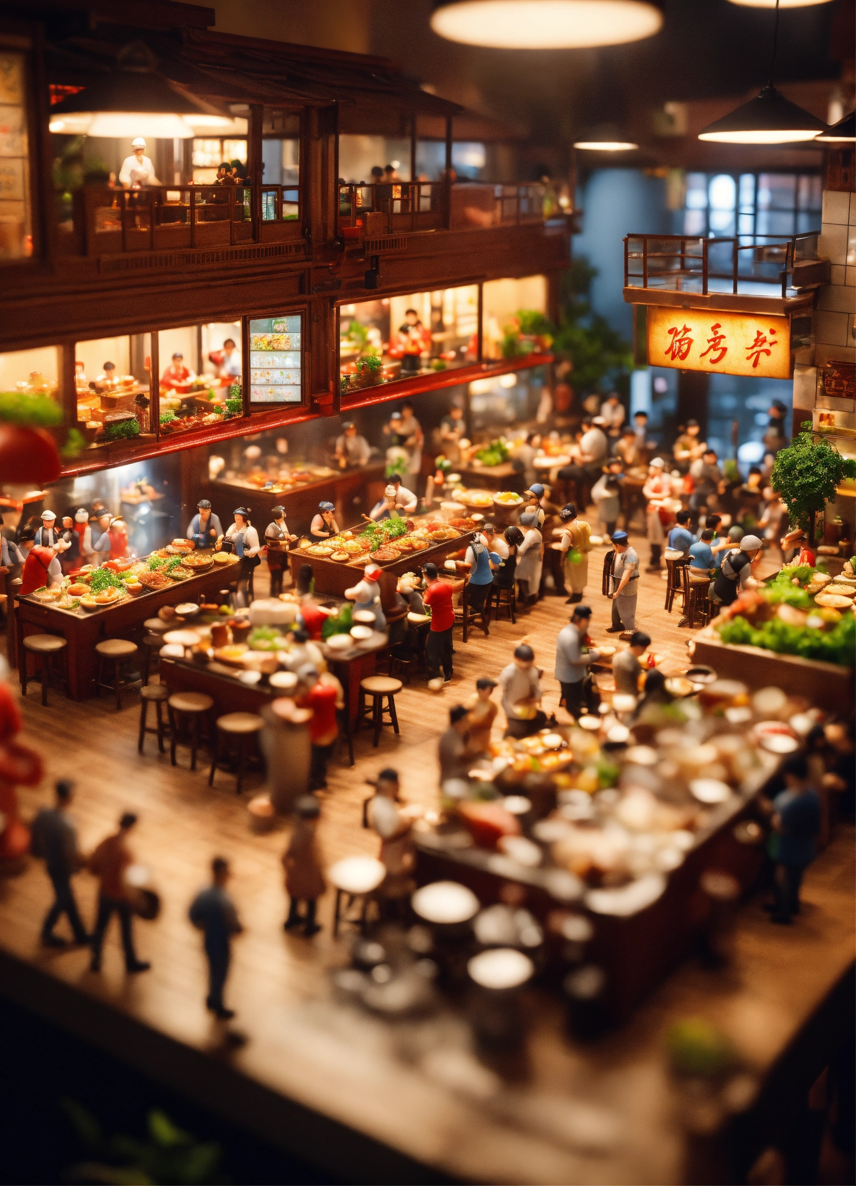 Lexica - Tilt-shift photo of a crowded hotpot restaurant, miniature ...
