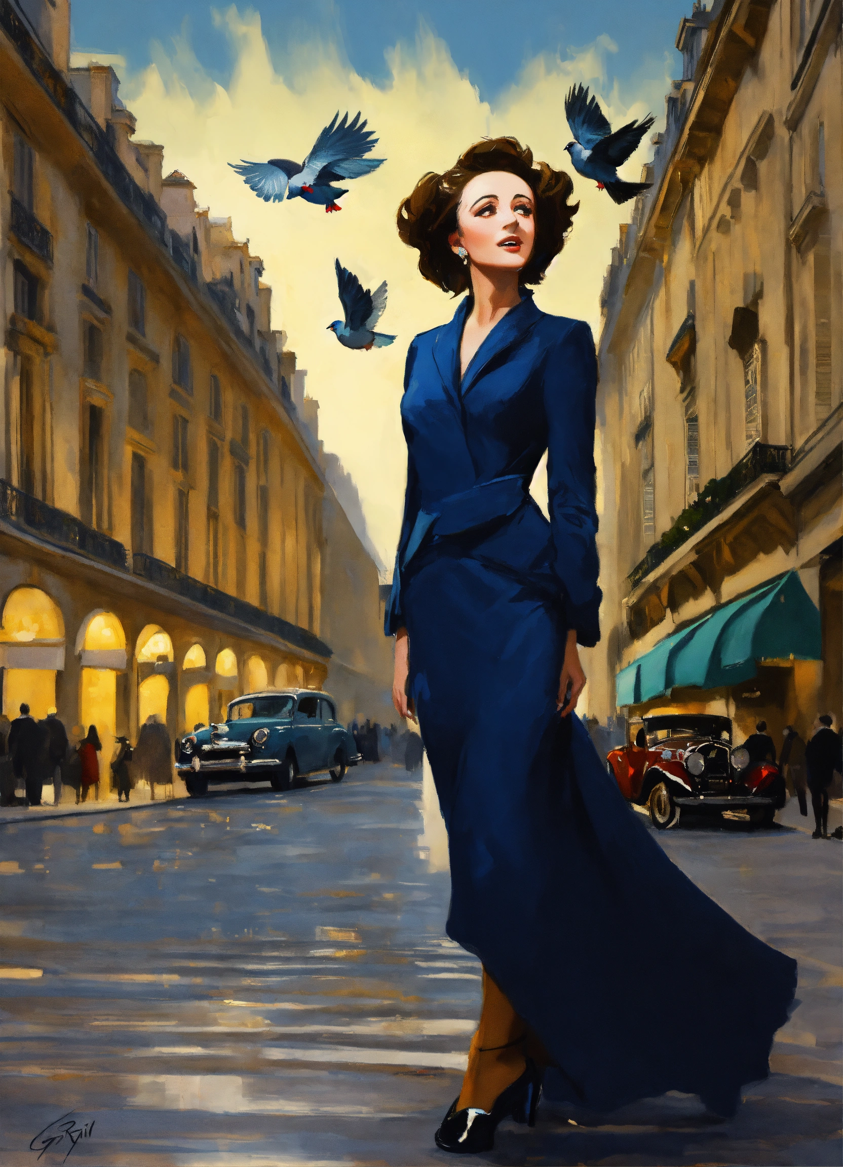 Lexica - Hotel crillon, edith piaf singer, pigeon flying, digital art ...