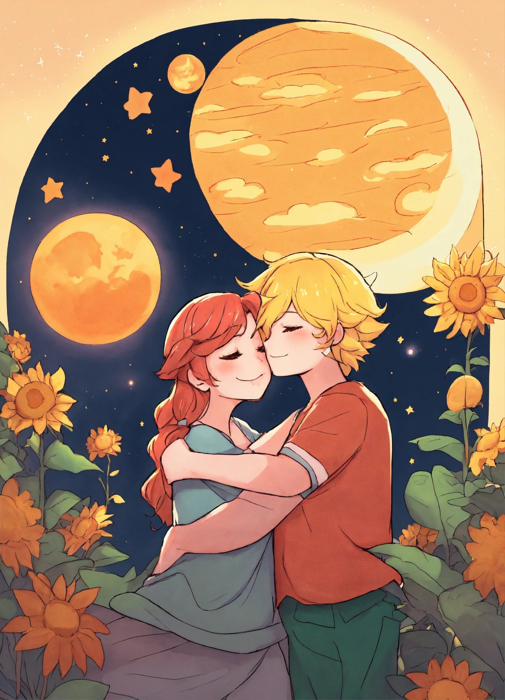 Lexica - A cute drew when star, moon and sun hugging each other
