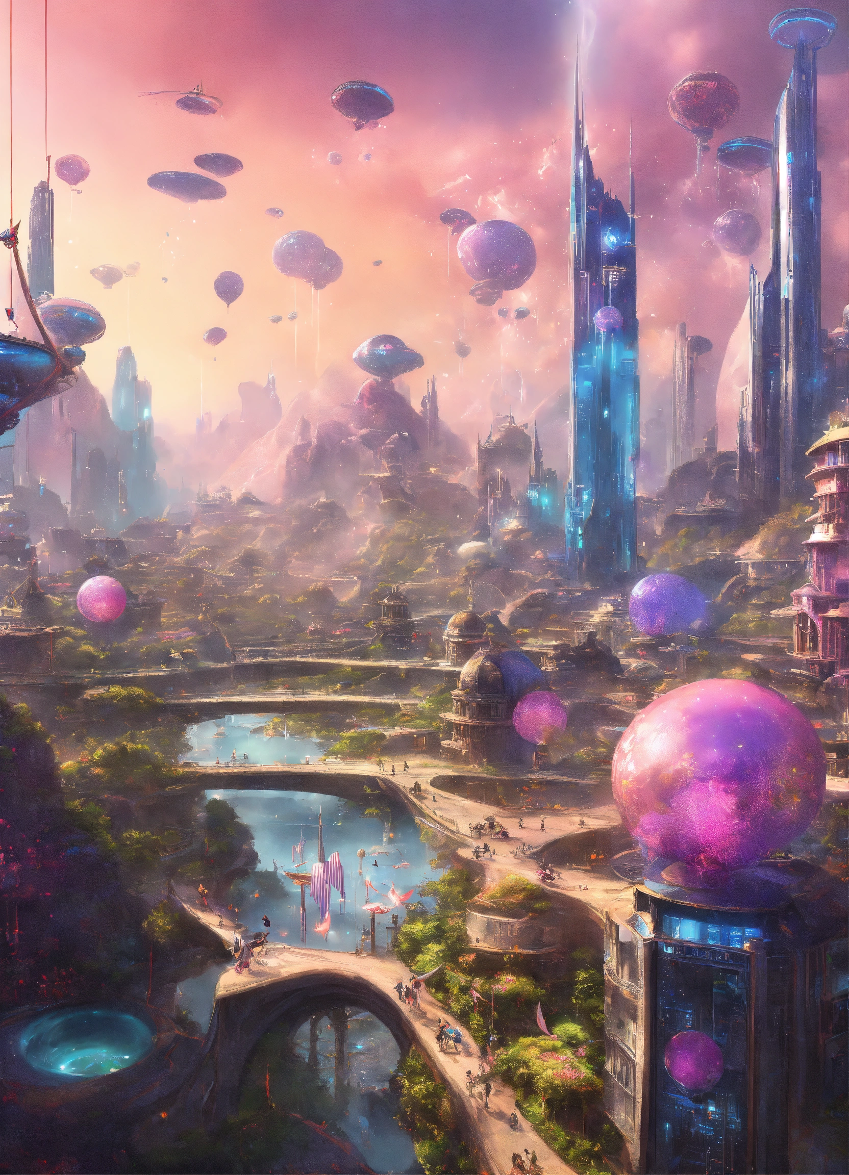 Lexica - Fairies overthrow in a futuristic metropolis with unicorns in ...