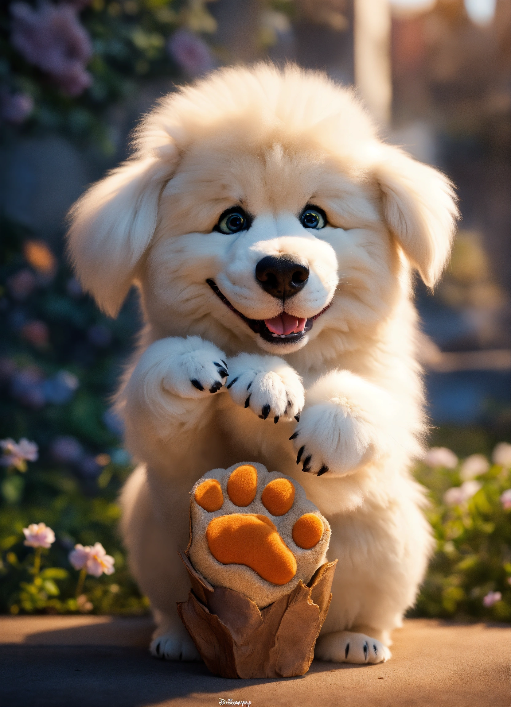 Lexica - A Samoyed dog paw with a human hand, inspired by Disney, Pixar ...
