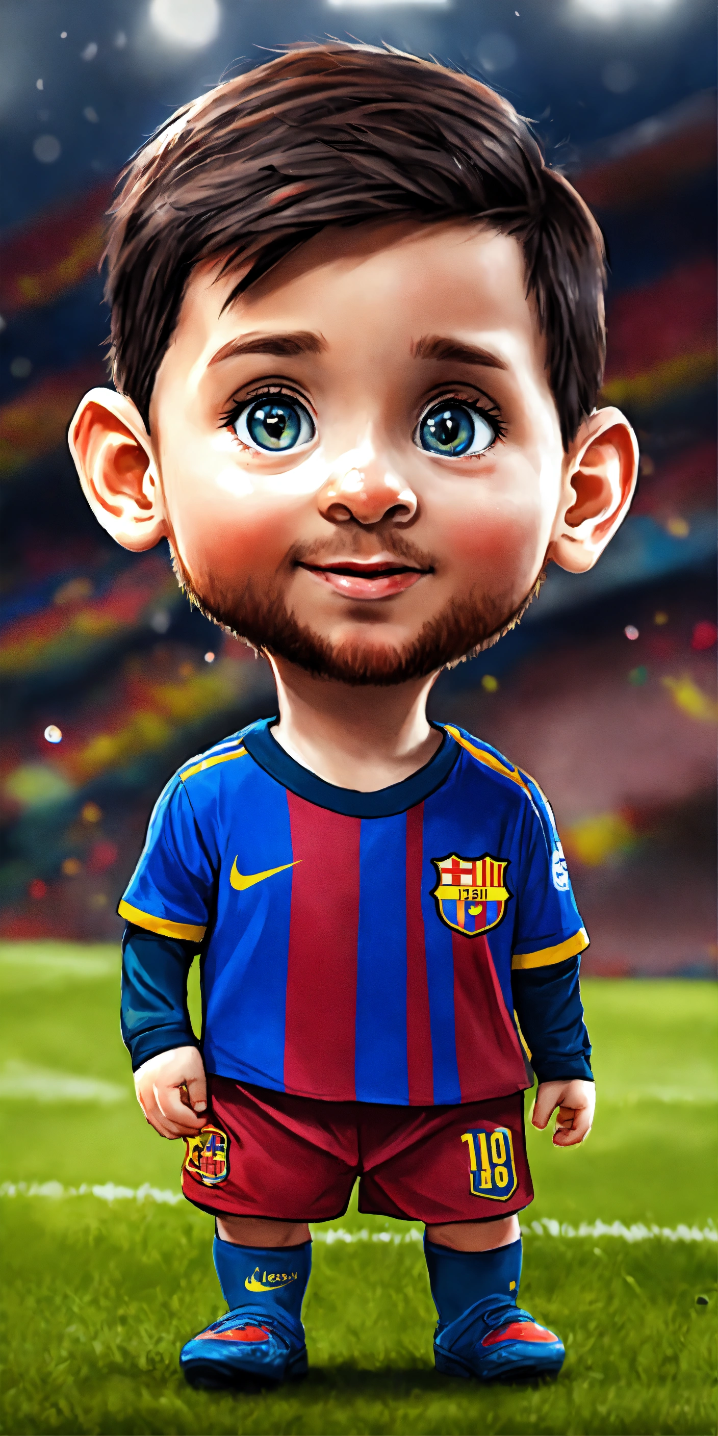 Lexica - Lionel Messi cute baby cartoon realist big eyes