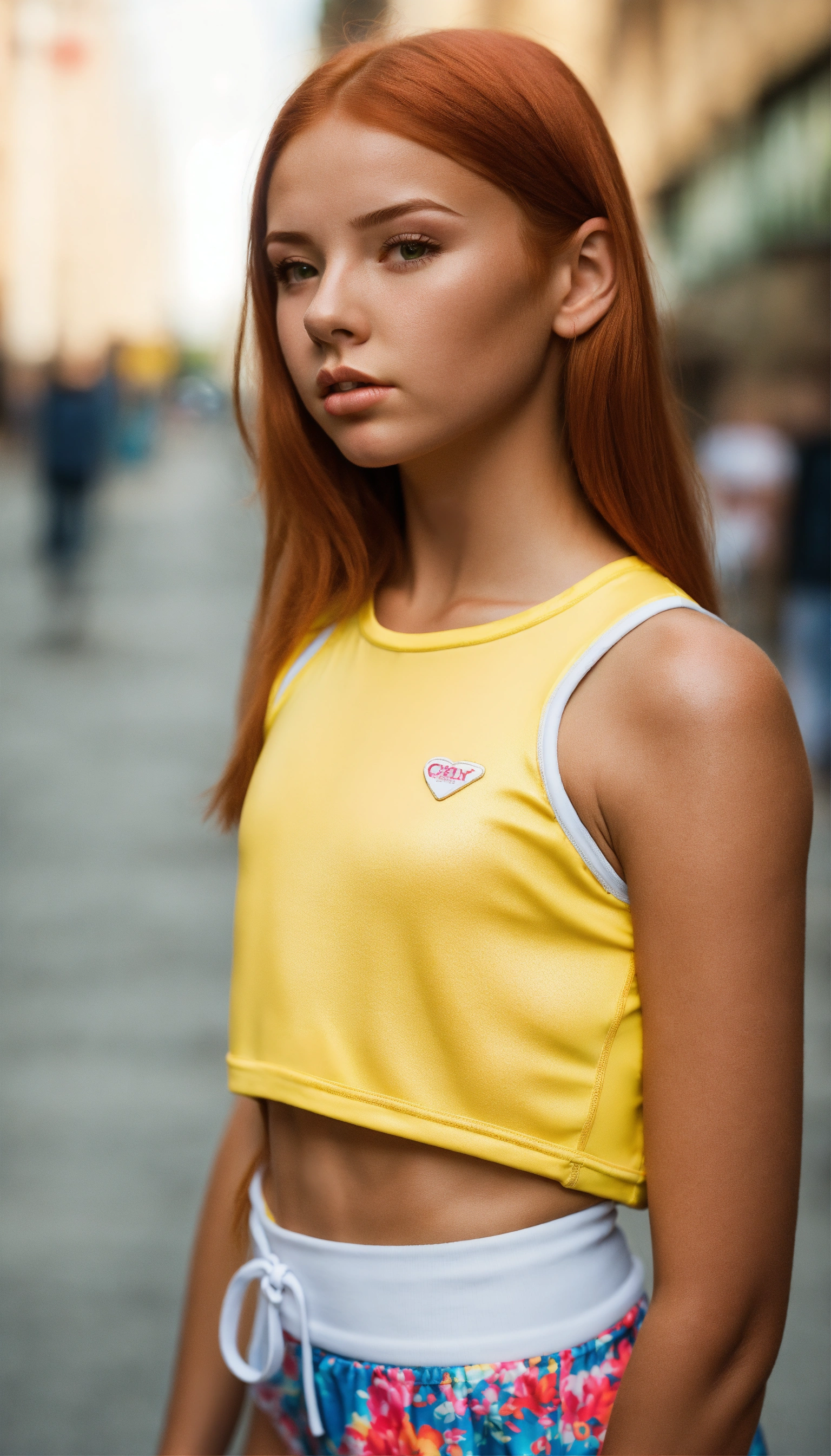 Lexica - Beautiful tween redhead. Straight hair. Centre parting. Modern ...