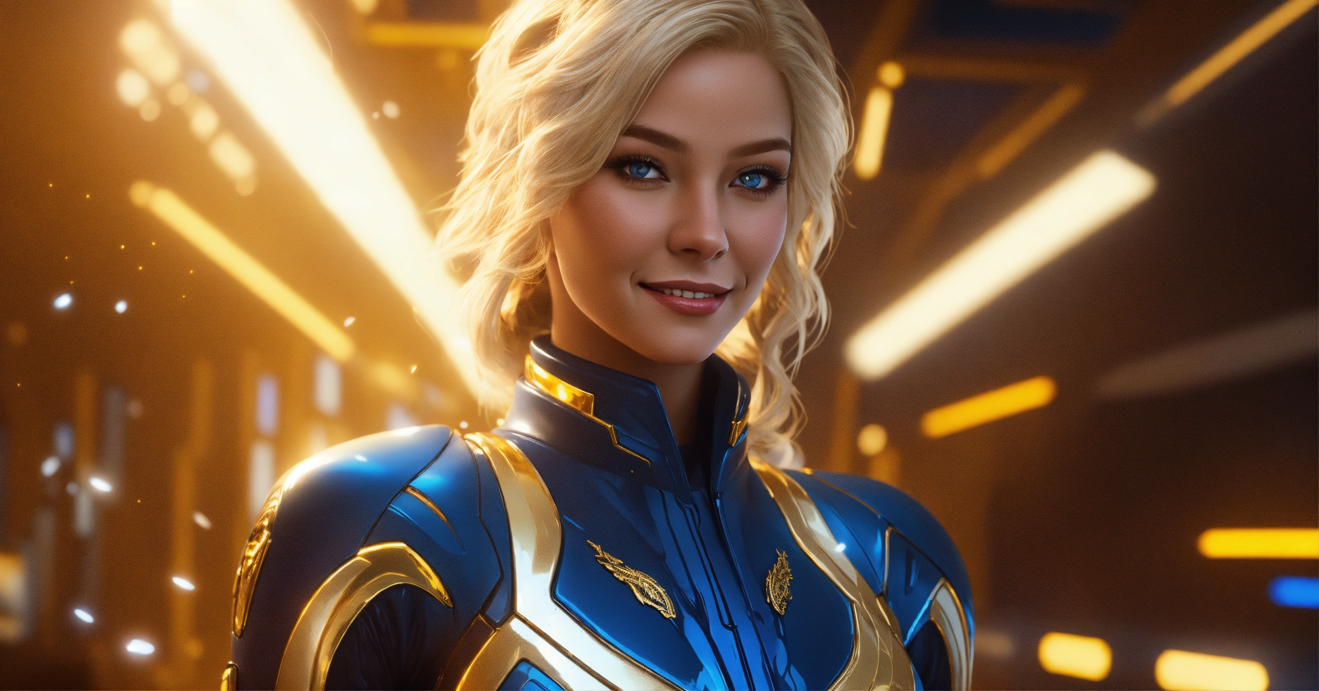 Lexica - "Magical Smiling Goddess", Floating Blonde Hair, Finely Drawn ...