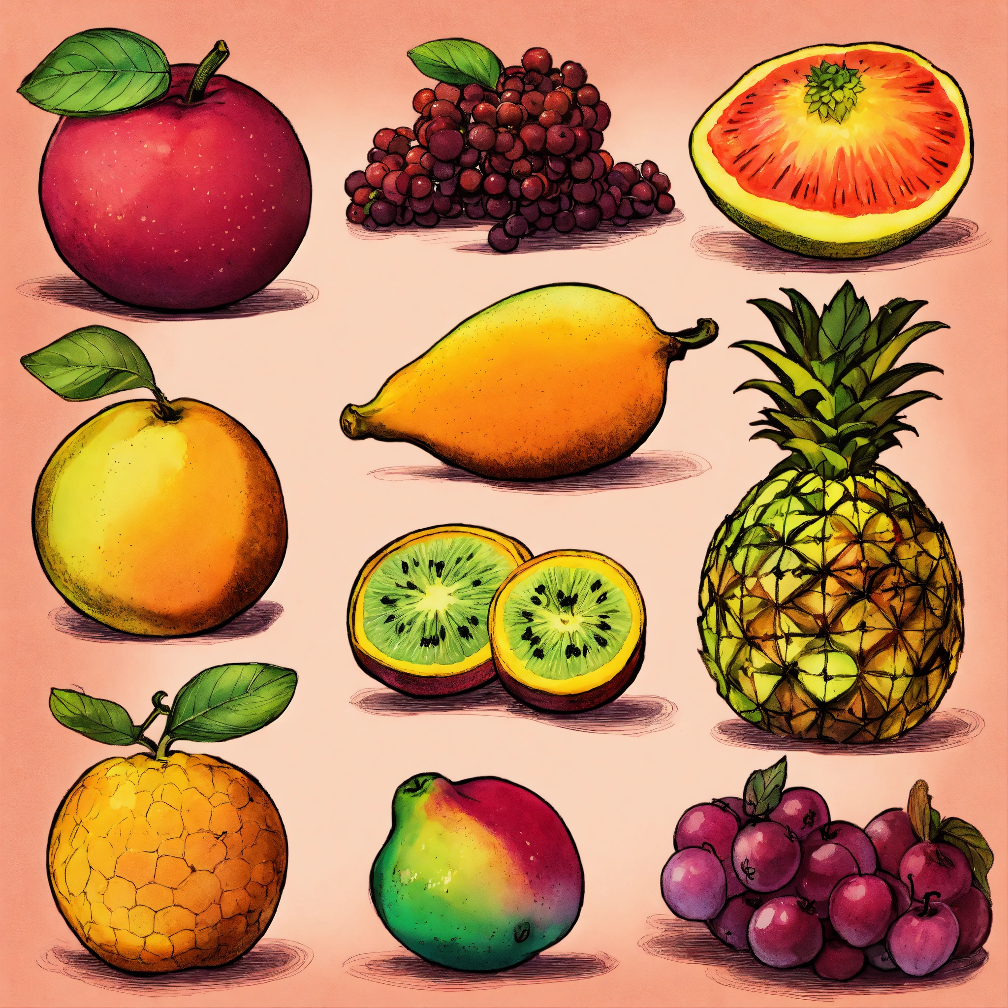 Lexica - Information sheet with different unreal fantasy fruits ...
