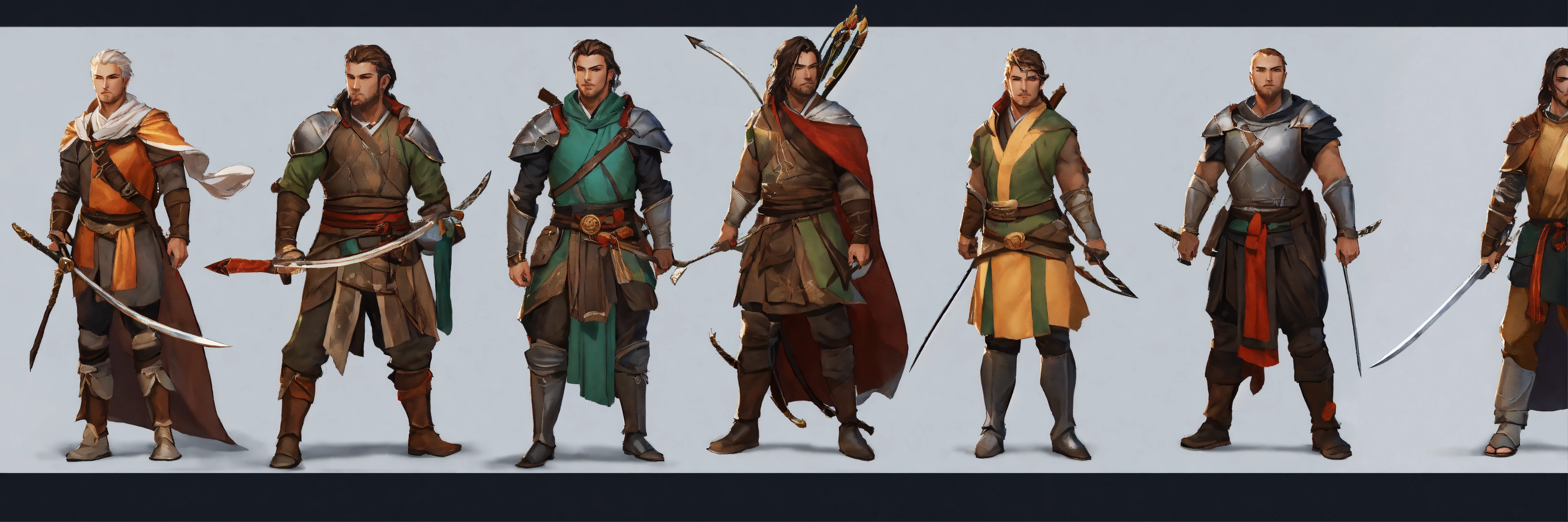 Lexica - 4 realistic full body male figures (mage, cleric warrior ...