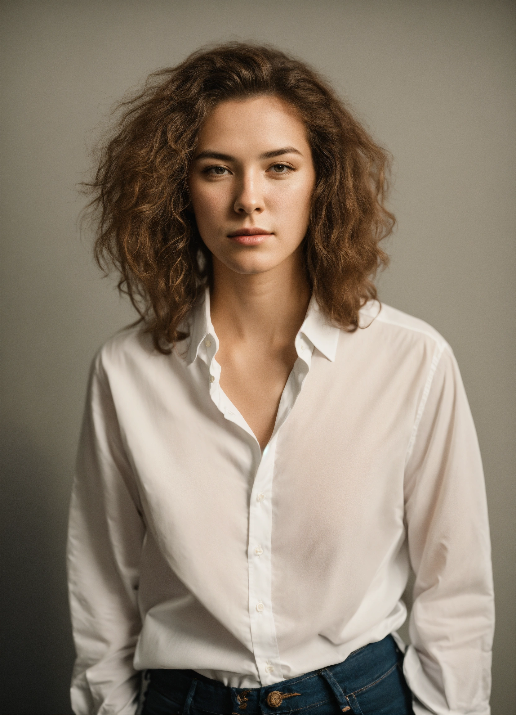 Lexica - Portrait of a gender neutral person wearing white shirt in ...