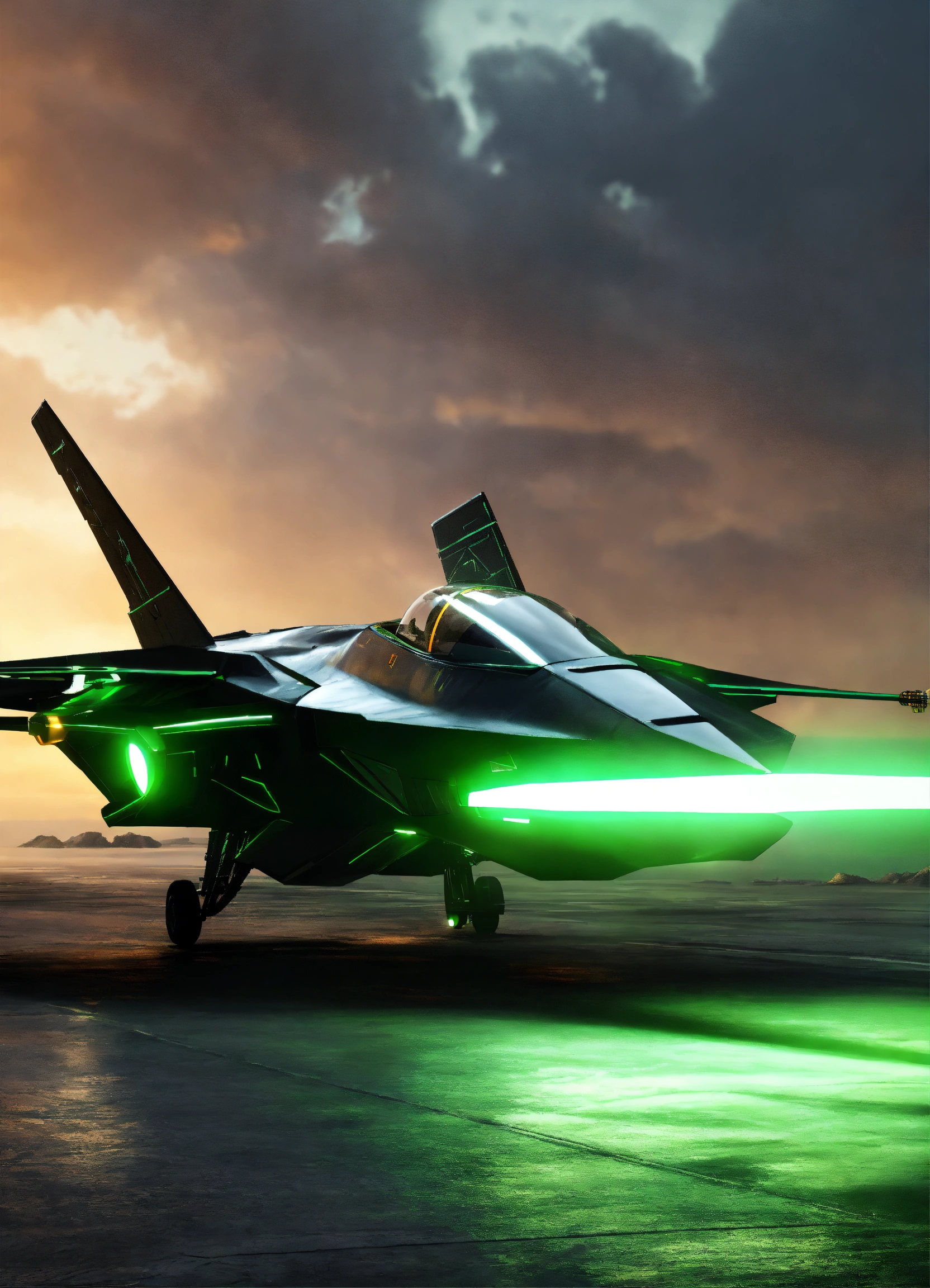 Lexica - Sci fi black and green fighter jet, unreal engine
