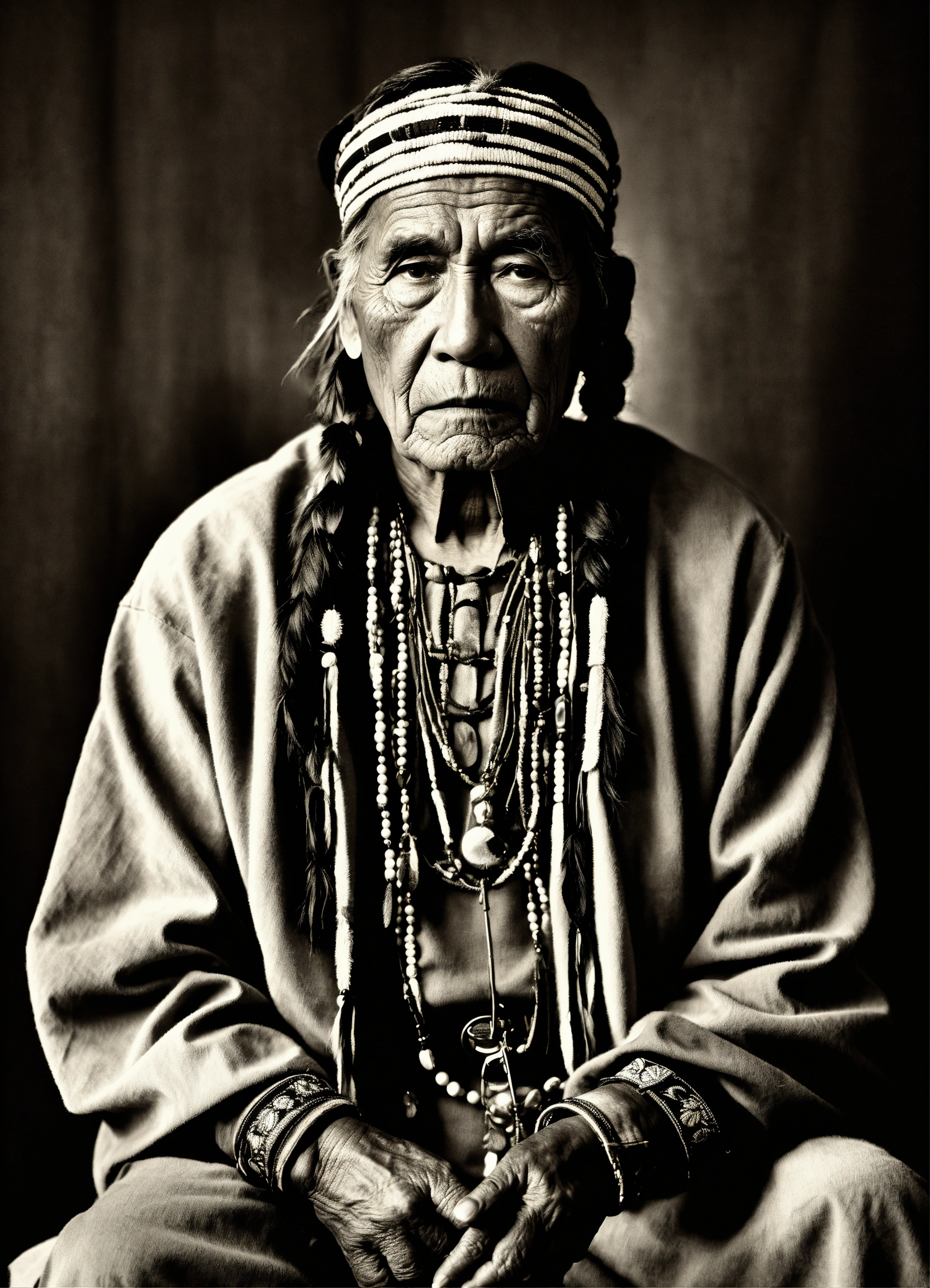 Lexica - Stoic native american elder in a rembrandt style with ...