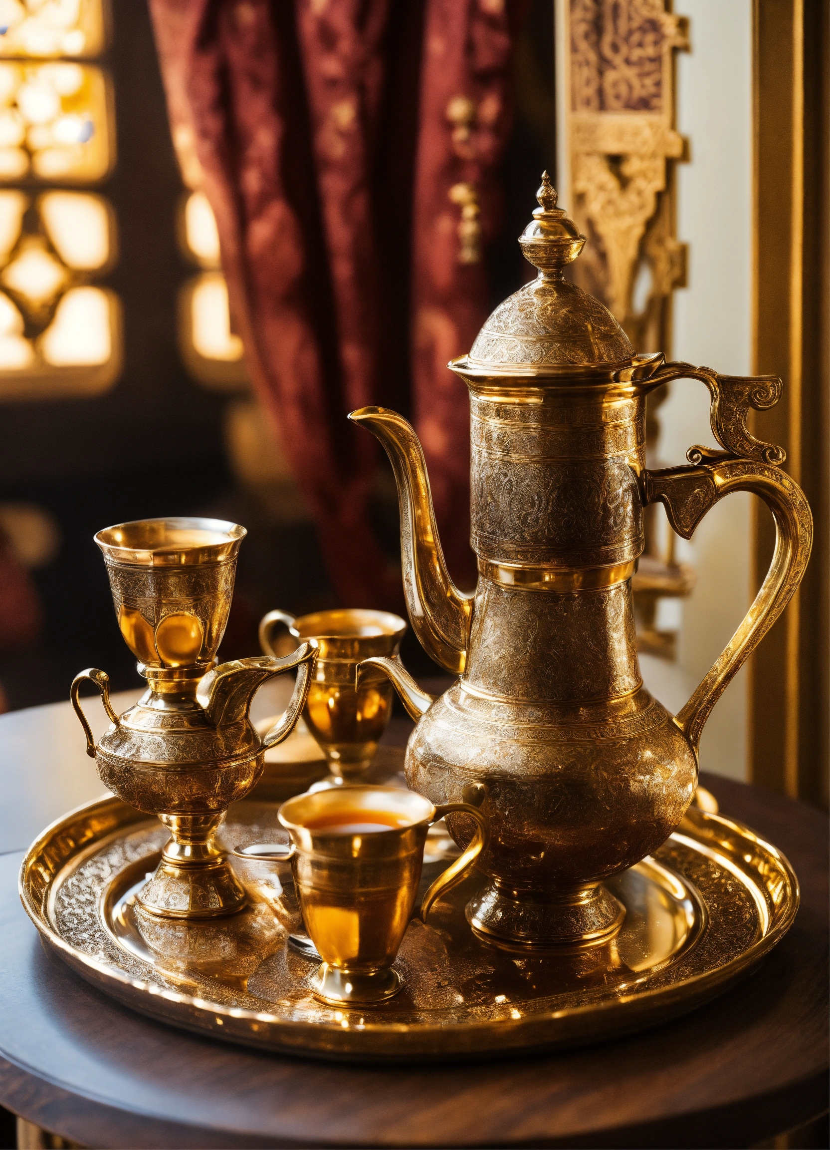 Lexica - Arabic coffee pot set with dates and laban on table ain ...