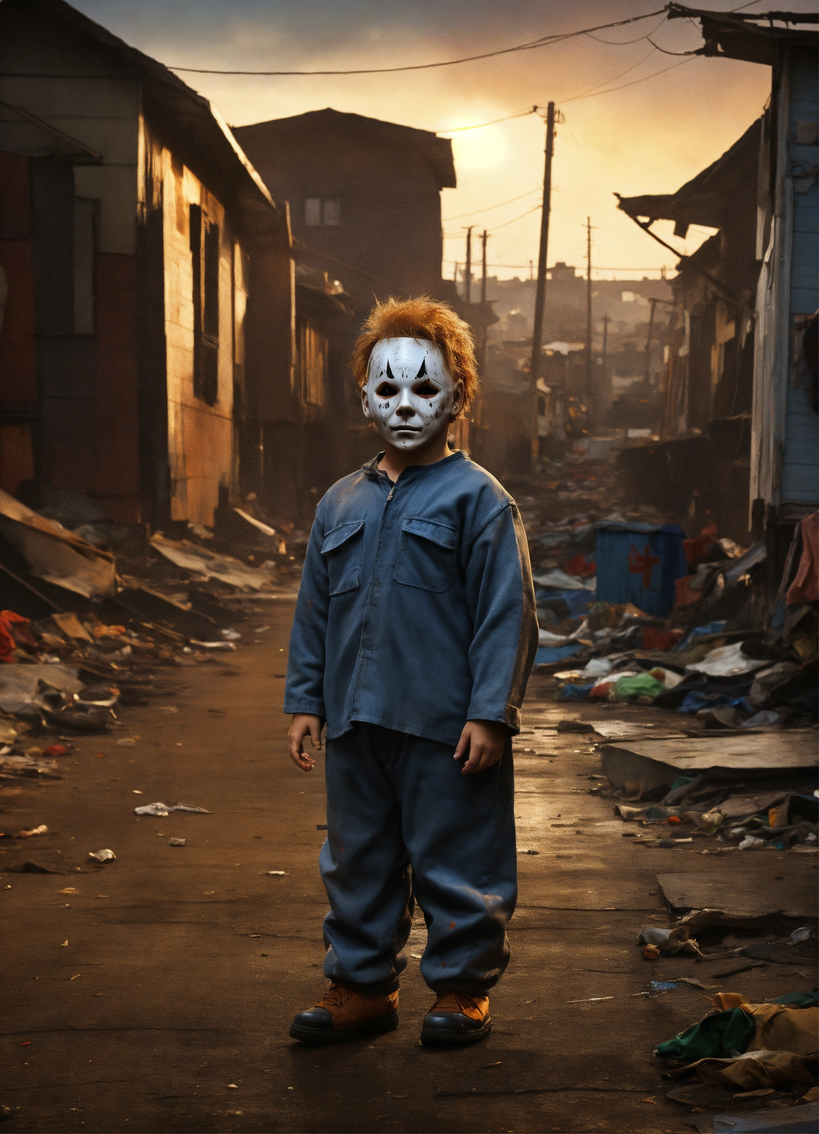 Lexica - Michael Myers child, realistic, slum background