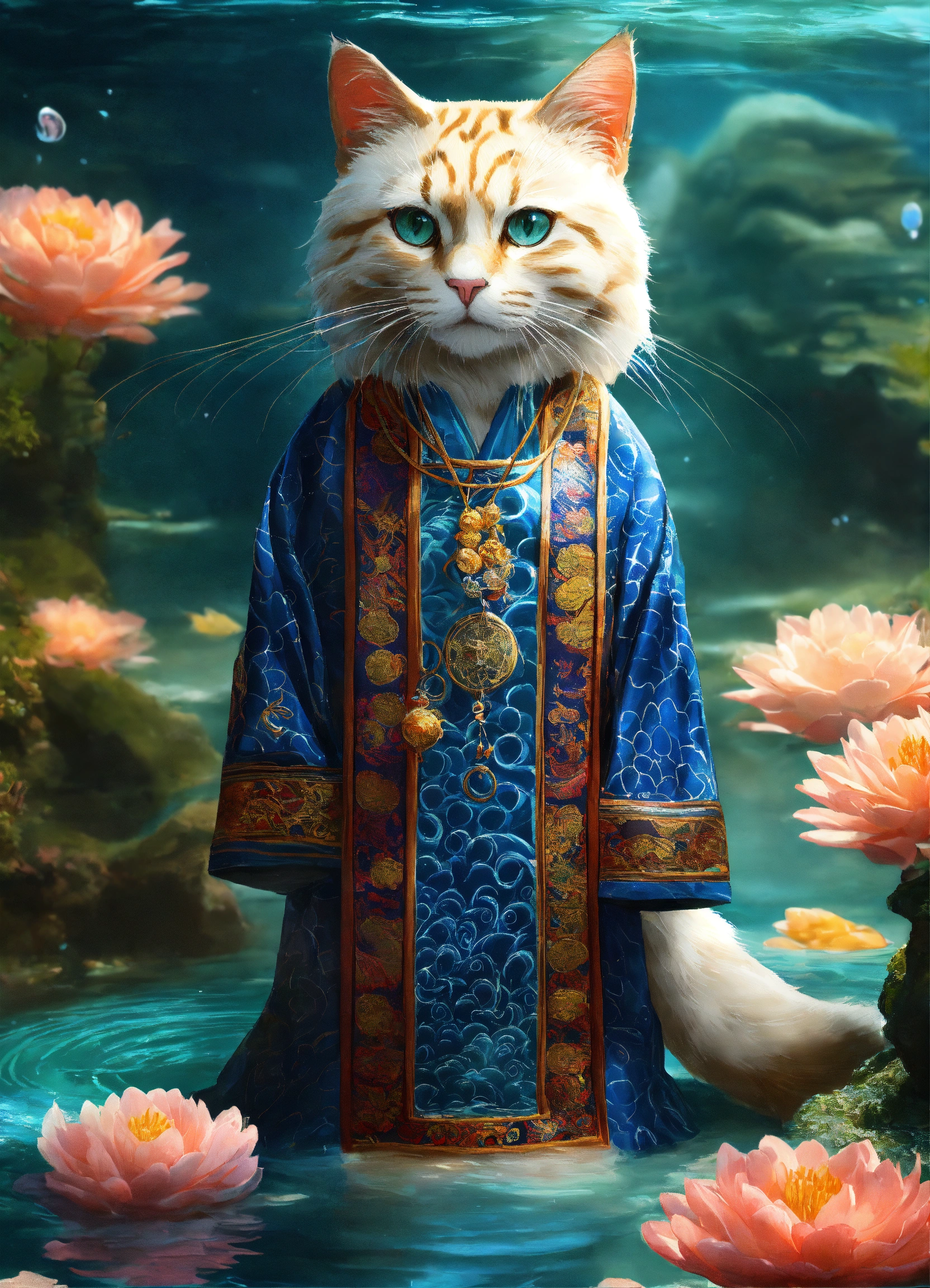 Lexica - River Deity Cat Adorned in Rippling Waters, Enigmatic This ...