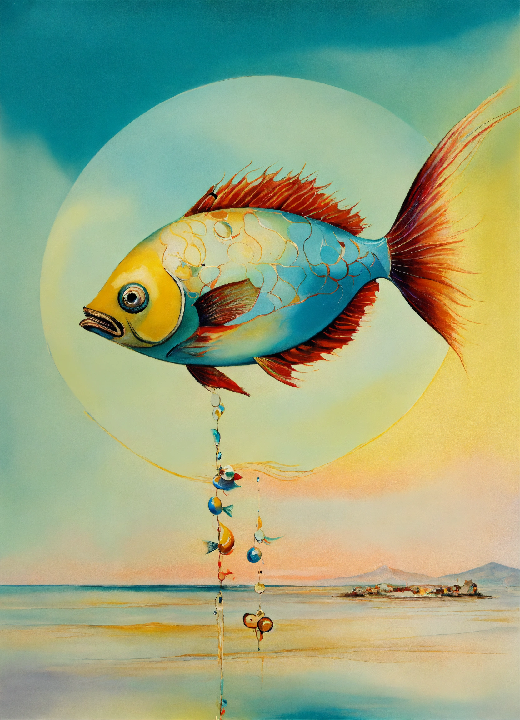 Lexica - Abstract Salvador Dali painting fish in pastel shades.