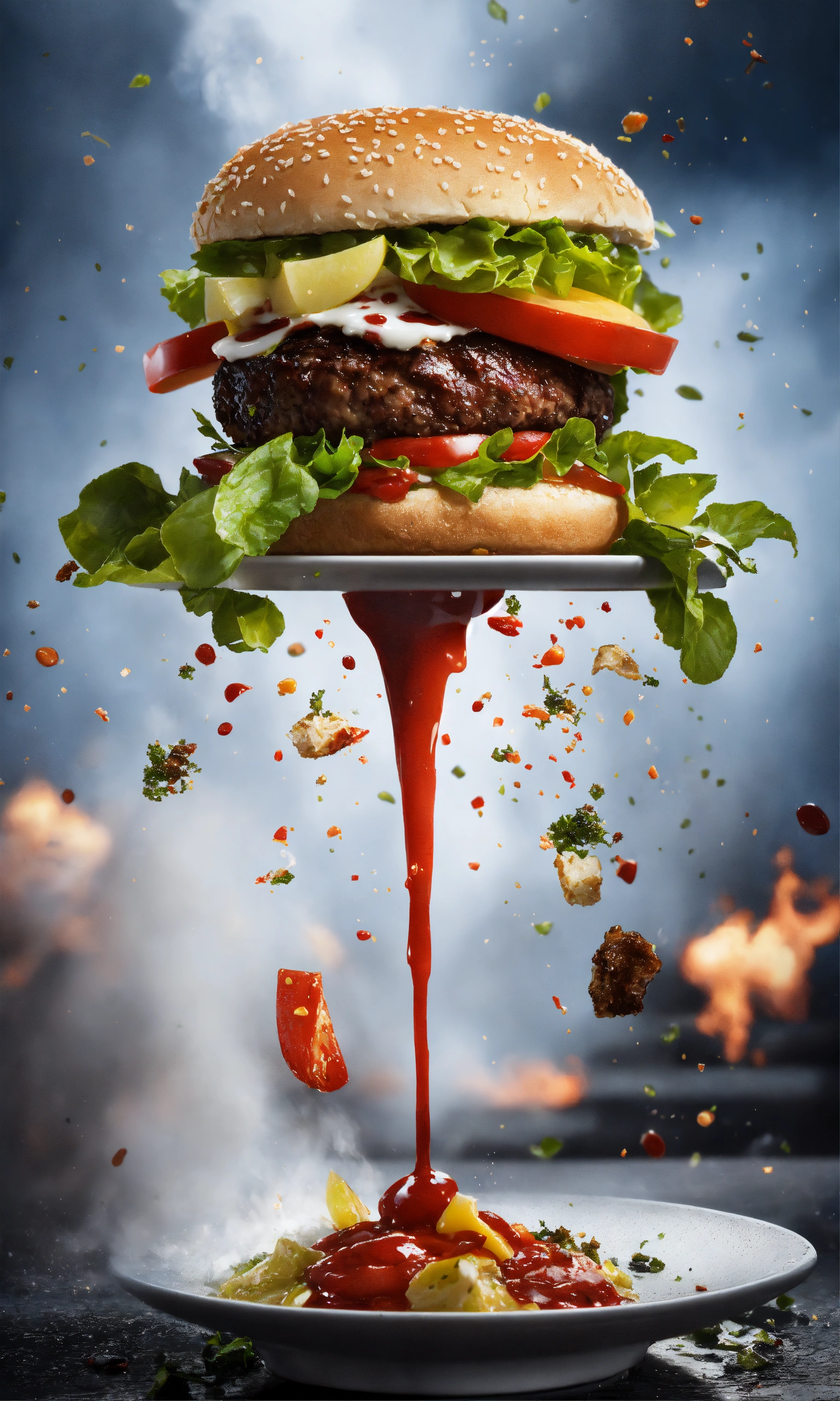 Lexica - “Capture dynamic splashes of food in flying food photography ...