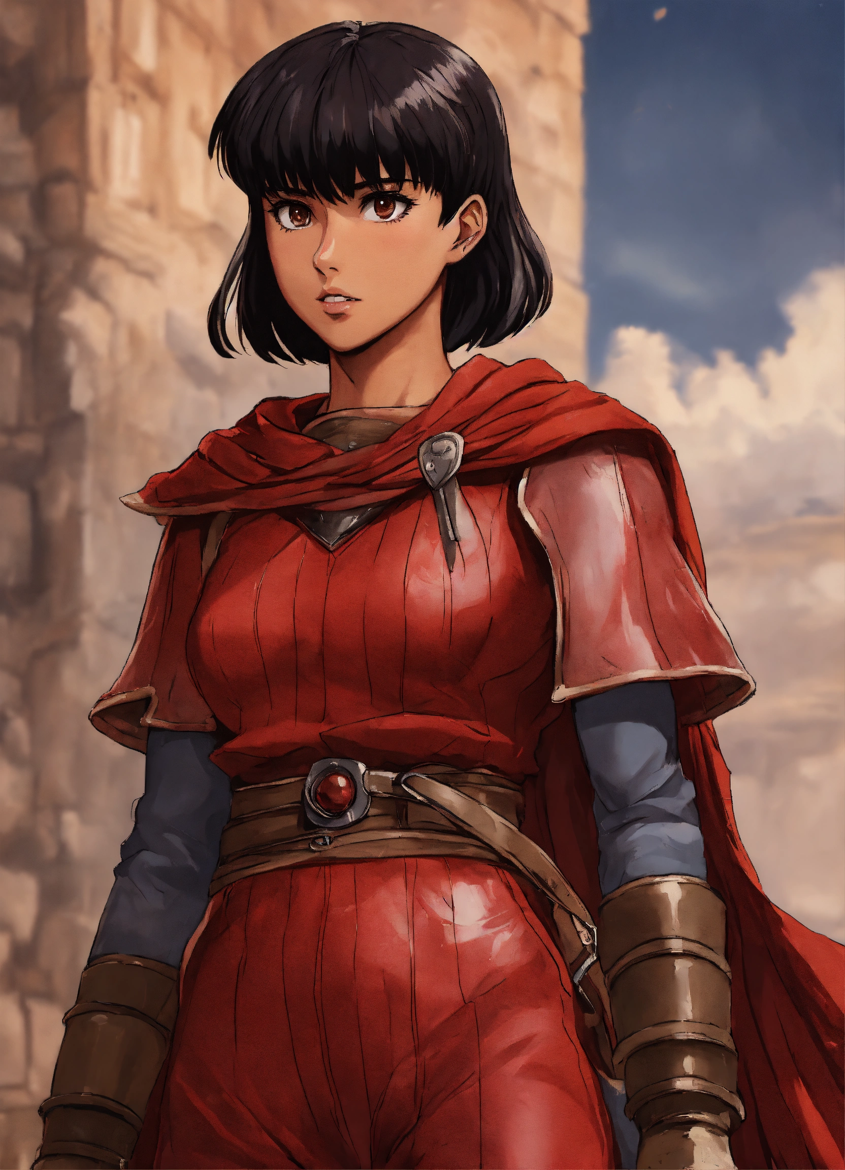 Lexica - Full body Cartoon art of Casca from Berserk, brown skin, short ...