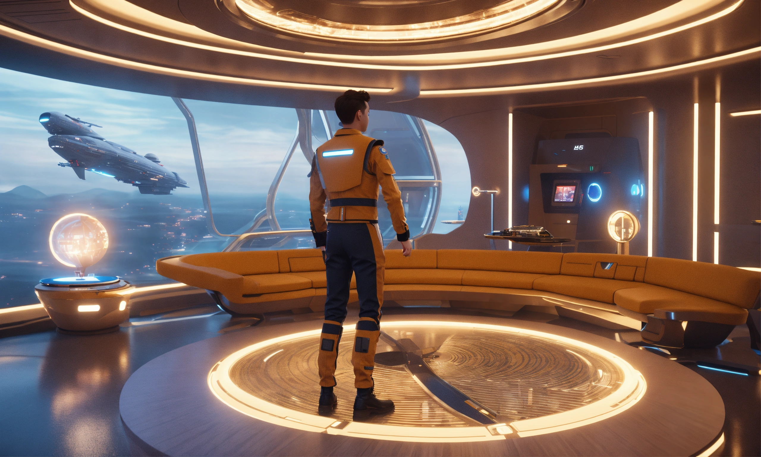 Lexica - A hypnotized boy with futuristic valet vest offers to dock ...