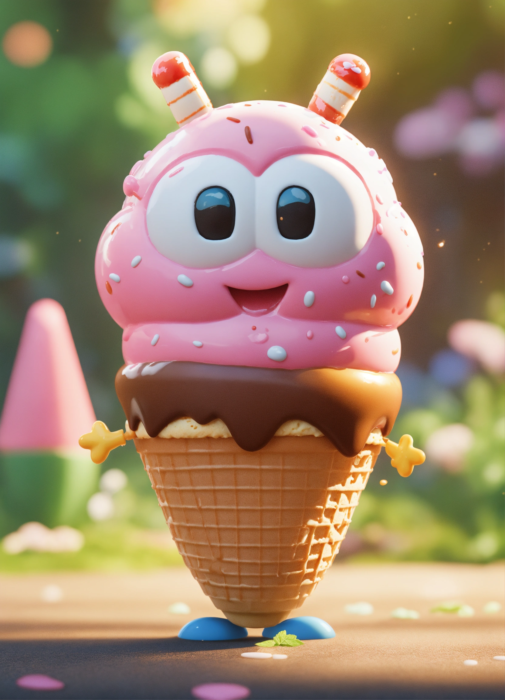 Lexica - Cartoon character a cute ice cream with arms hands and legs ...
