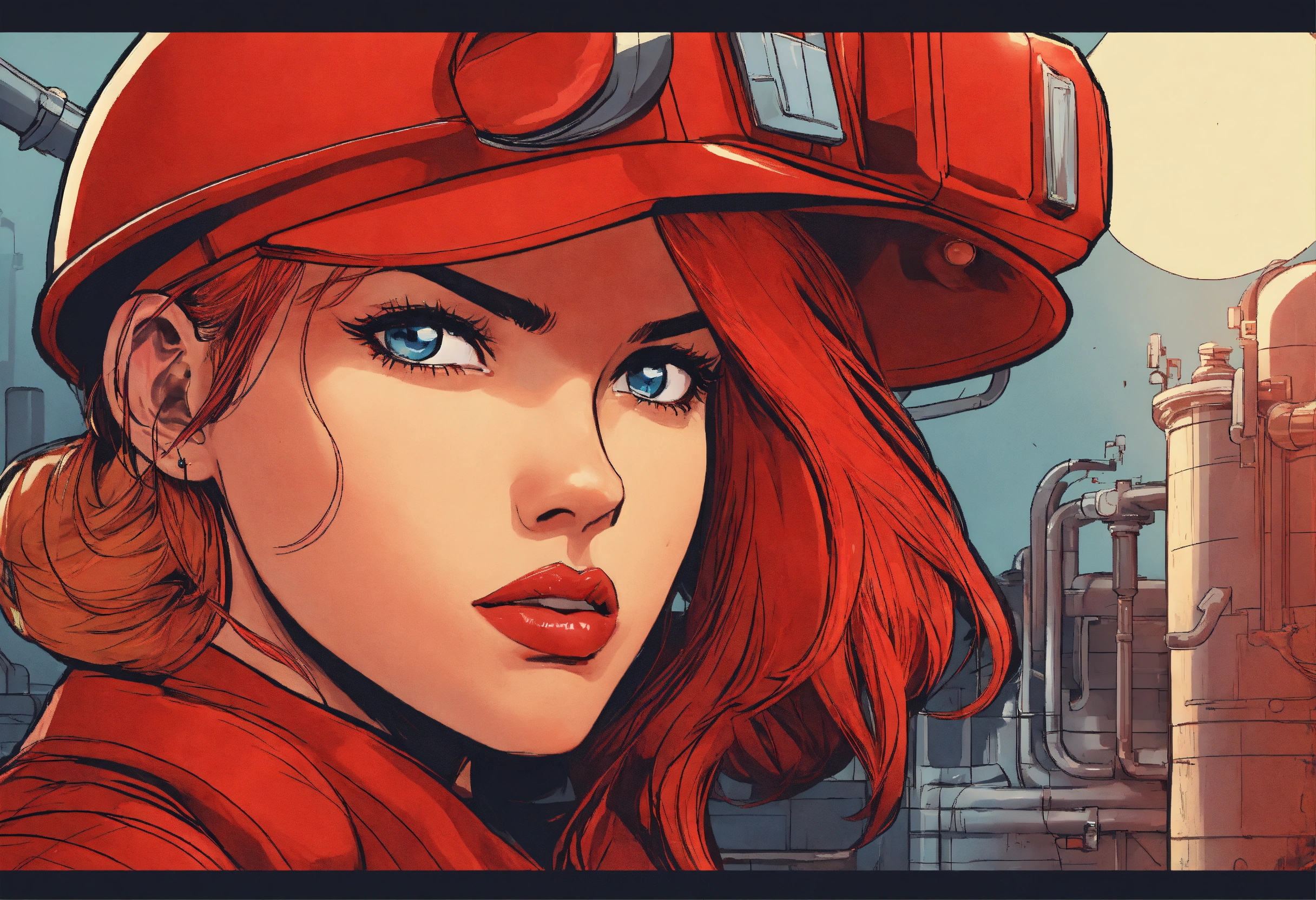 Lexica - Close up of a heroic plumber in a red outfit and red hard hat ...
