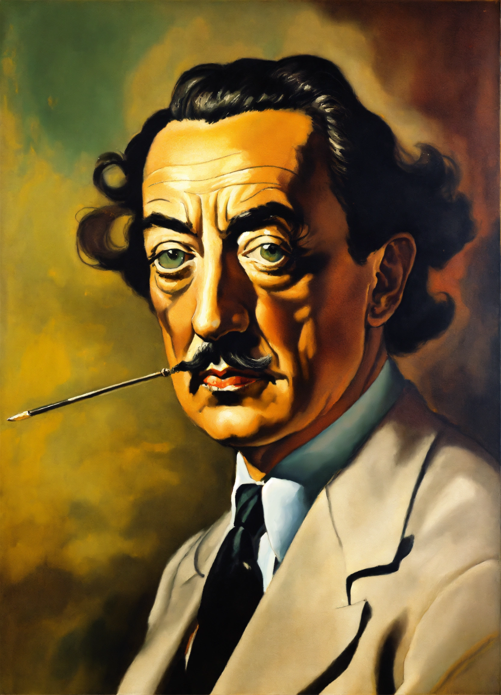 Lexica - Oil painting, self portrait of Salvador dali by Salvador dali