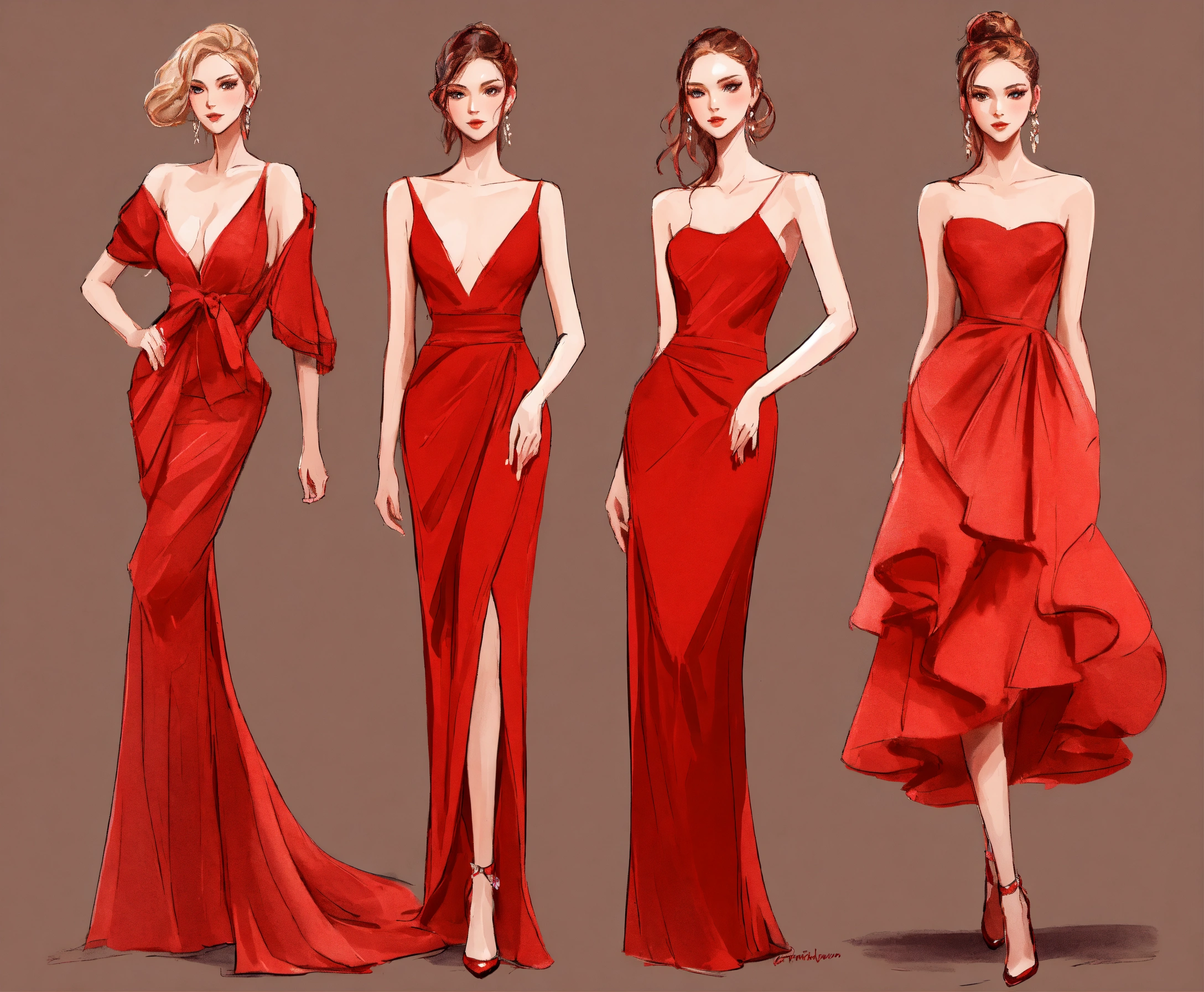 Lexica - Fashion illustrations, 12 different designs, rough sketches ...