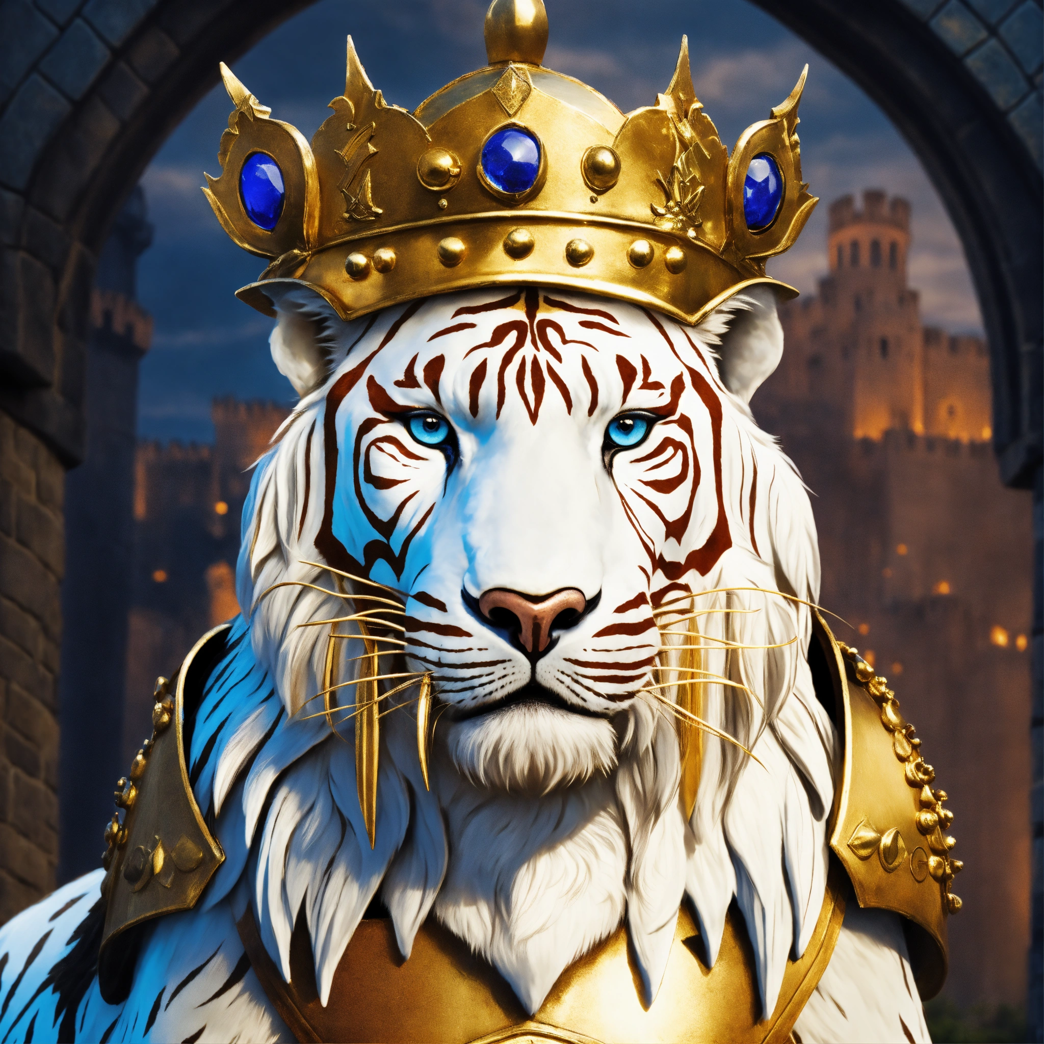 Lexica - Realistic tiger, with Scottish war paint on his face, medieval ...
