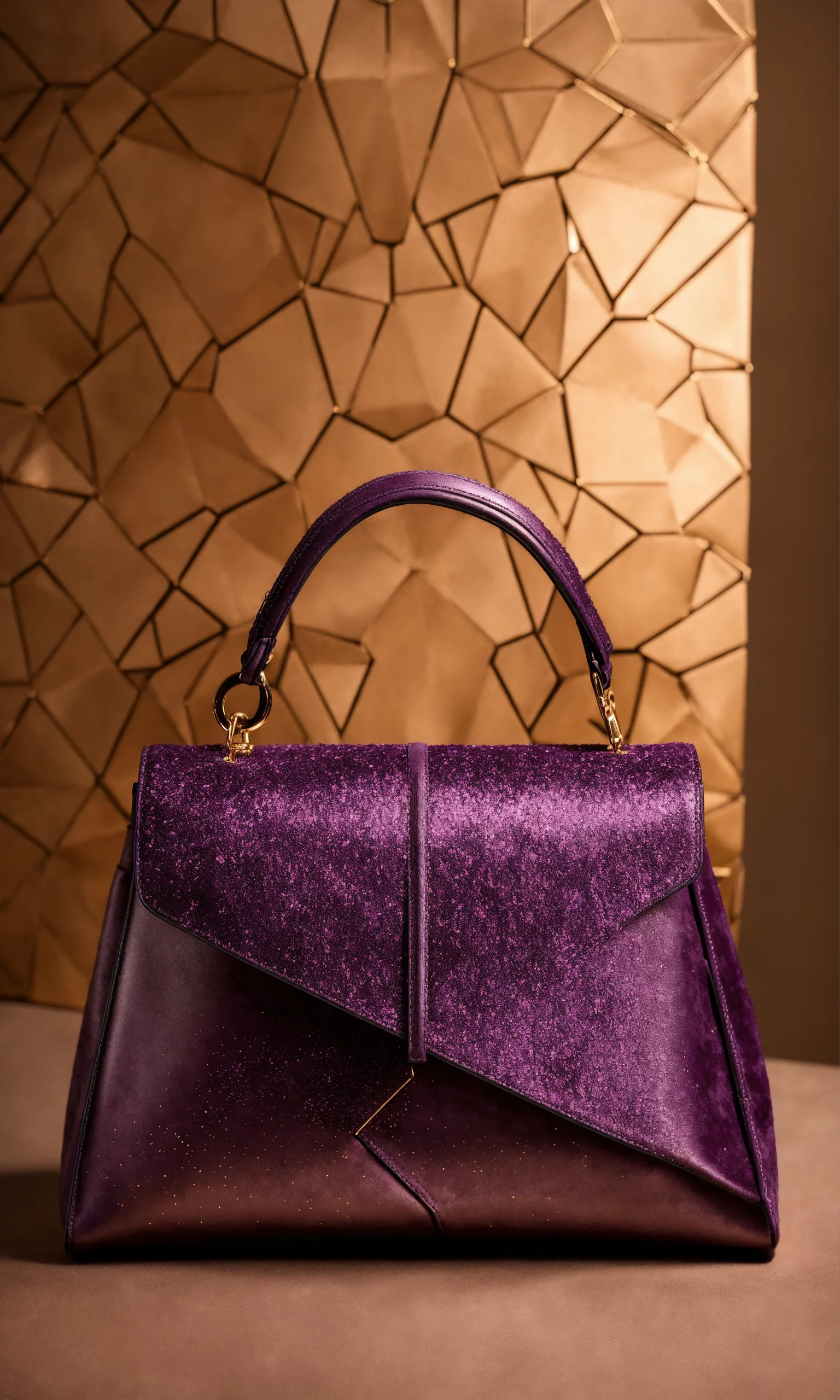 Lexica - Innovative purple glitter suede luxury bag, vintage ...