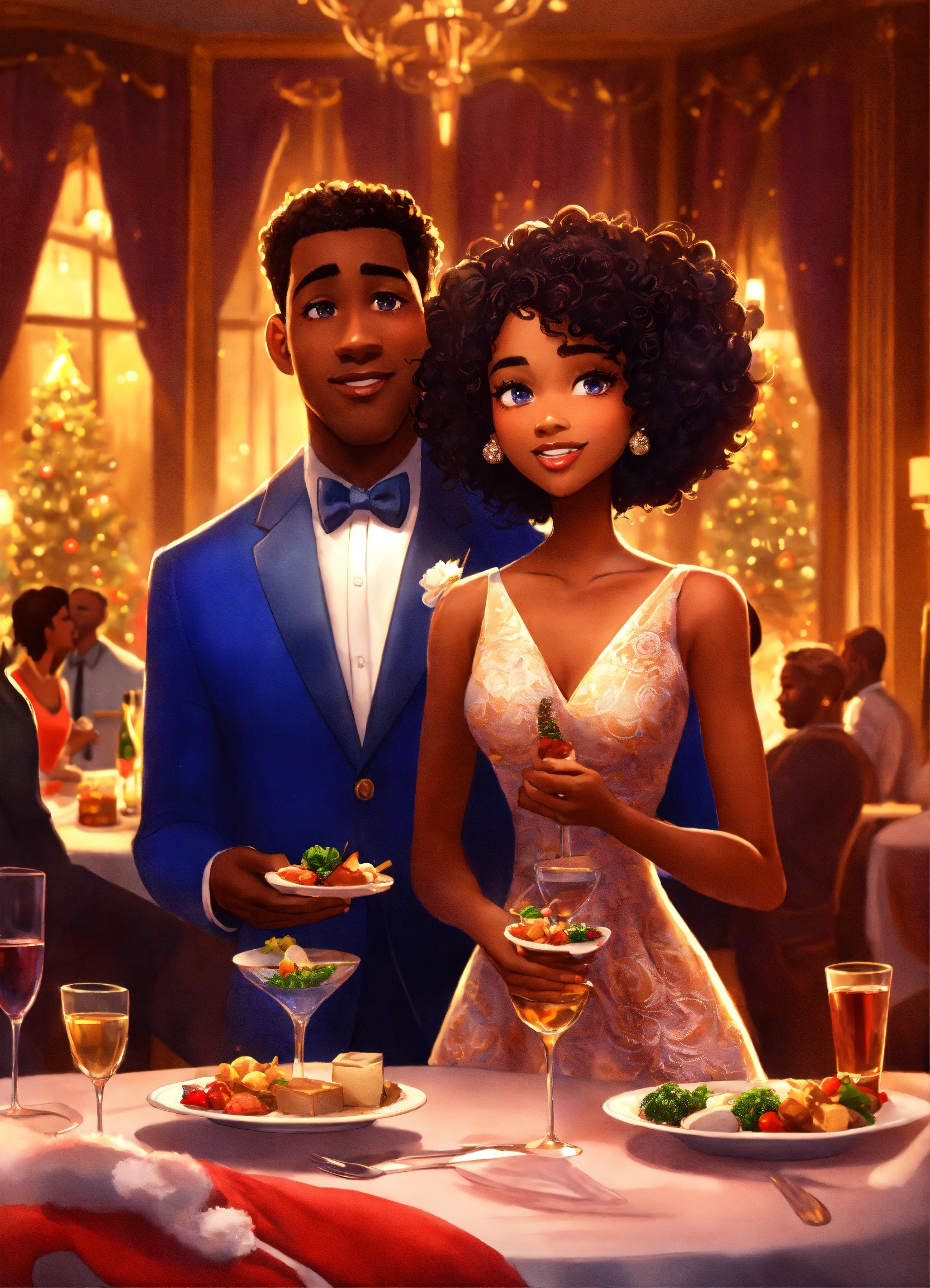 Lexica - Pixar art adult African American couple, female with curly ...