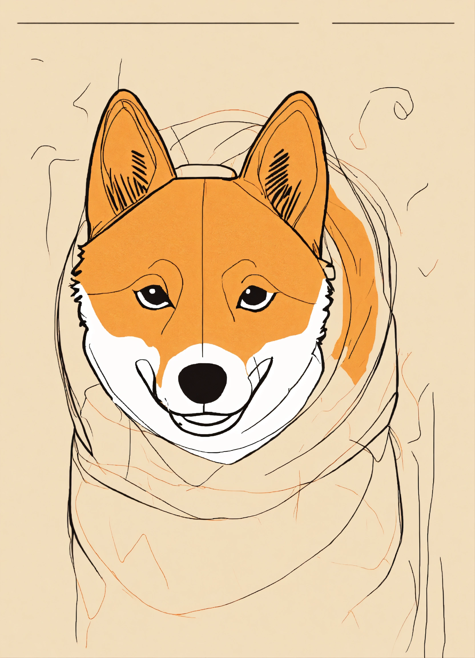 Lexica - Simple scribbly single line drawing Shiba Inu