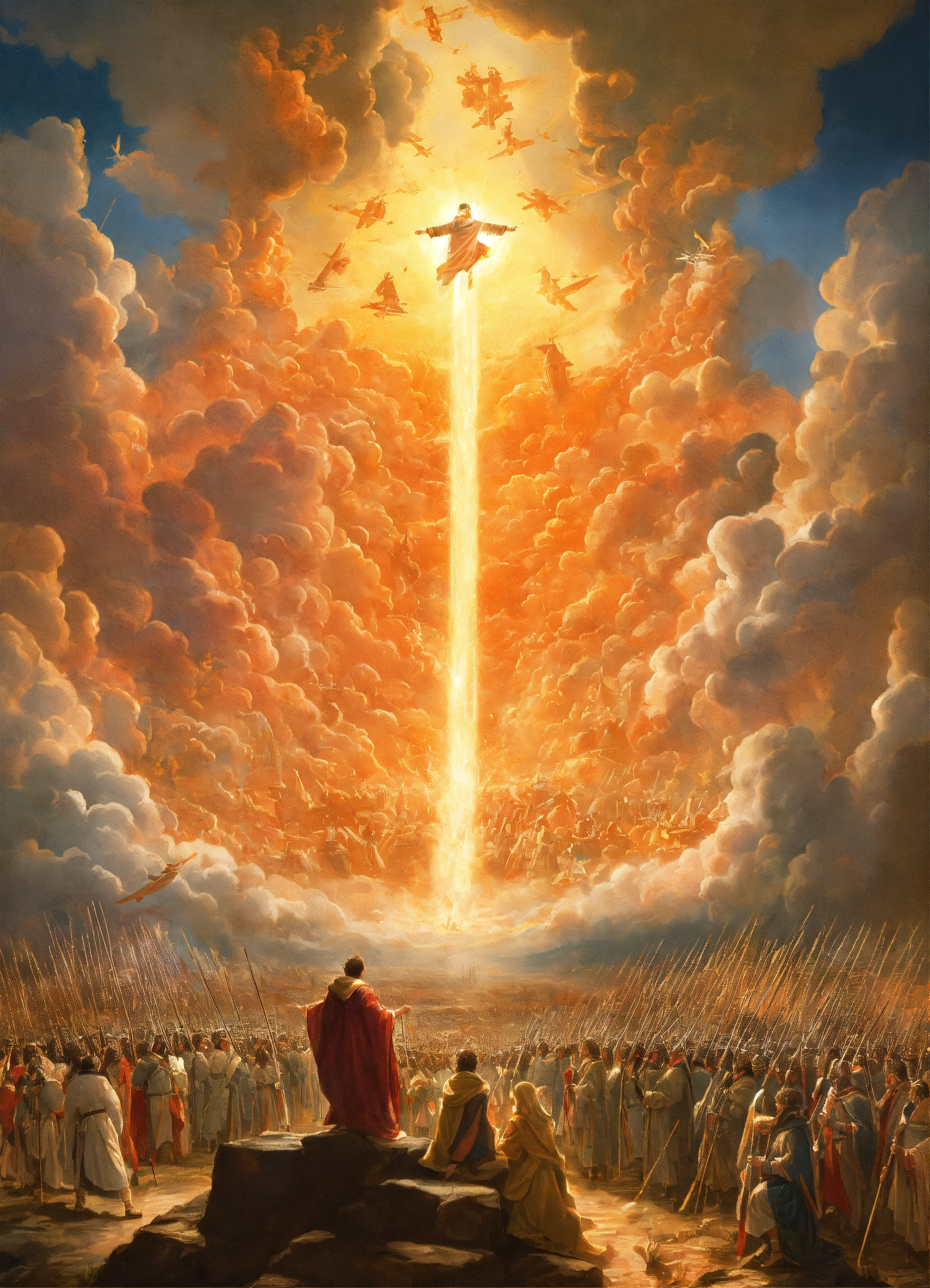 Lexica - God in the sky, with his army appearing abruptly on earth,