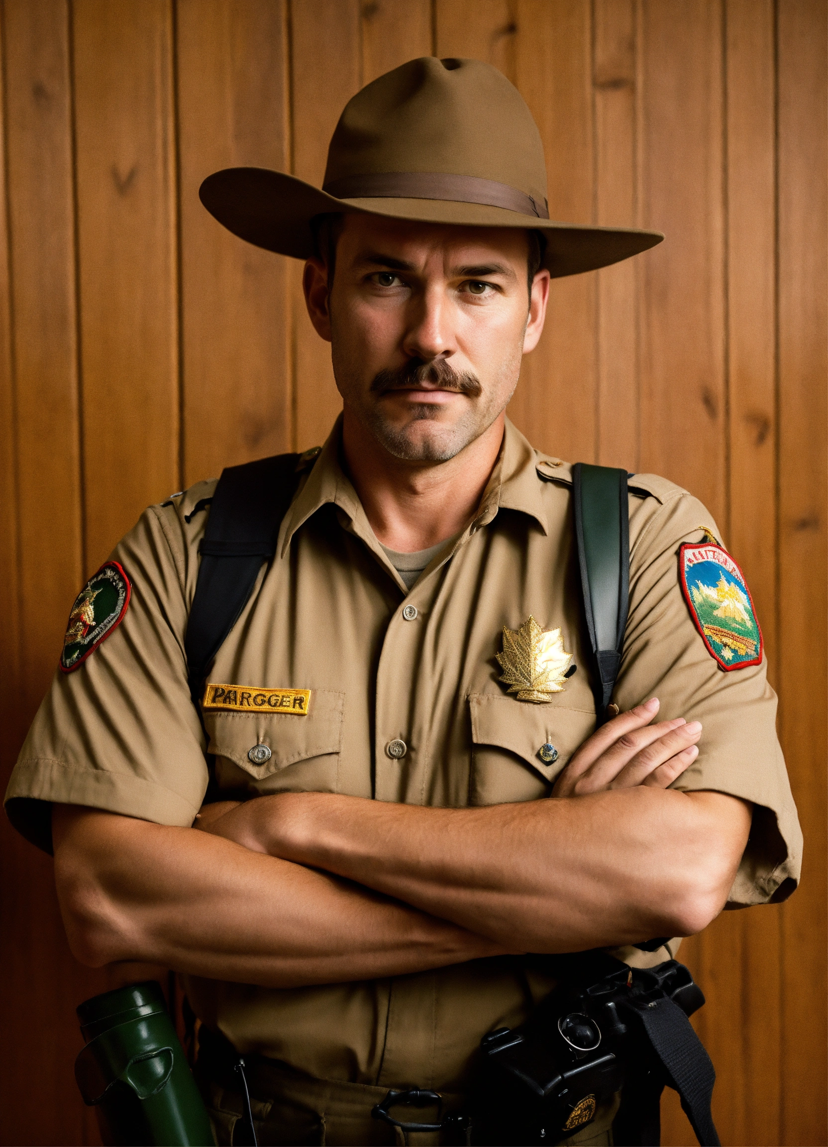 Lexica - Scared Canadian park ranger man, FRONT VIEW, casual clothes ...