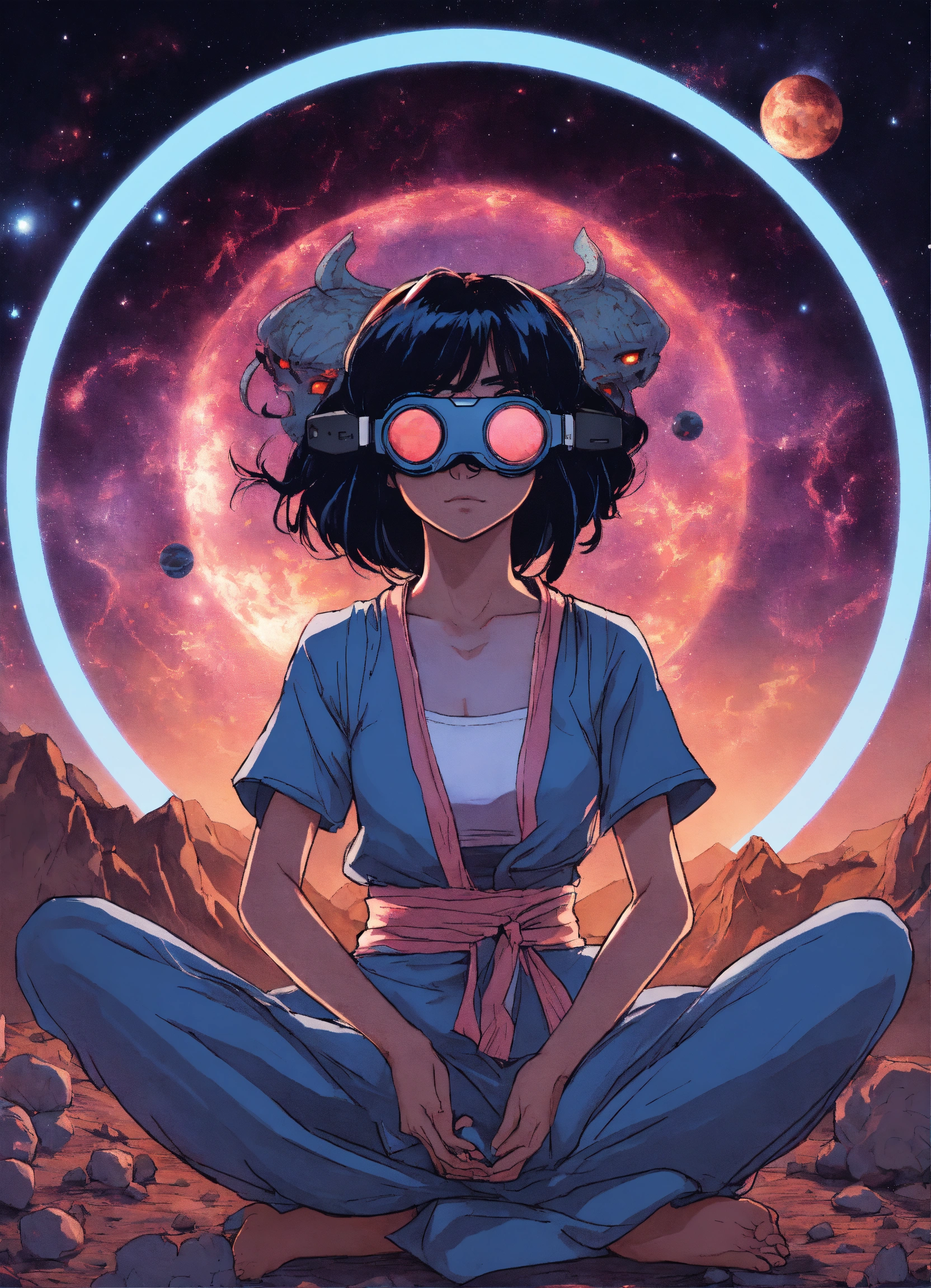 Lexica - Demons attacking, a meditating Latino, with a oculus put in ...