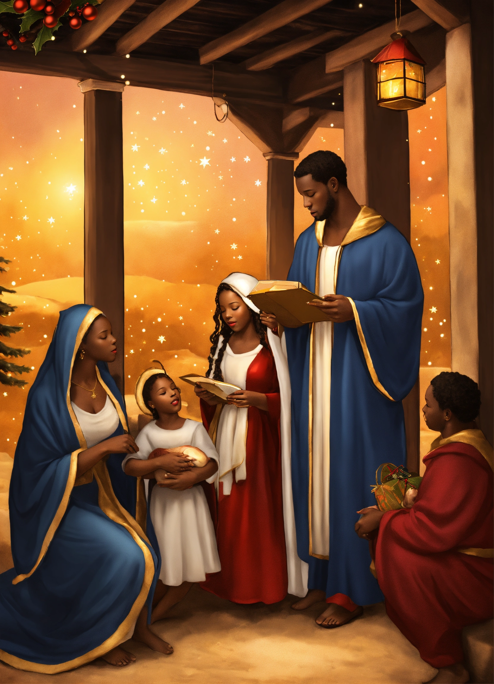 Lexica - Create digital art of Black Nativity Scene for use of a ...