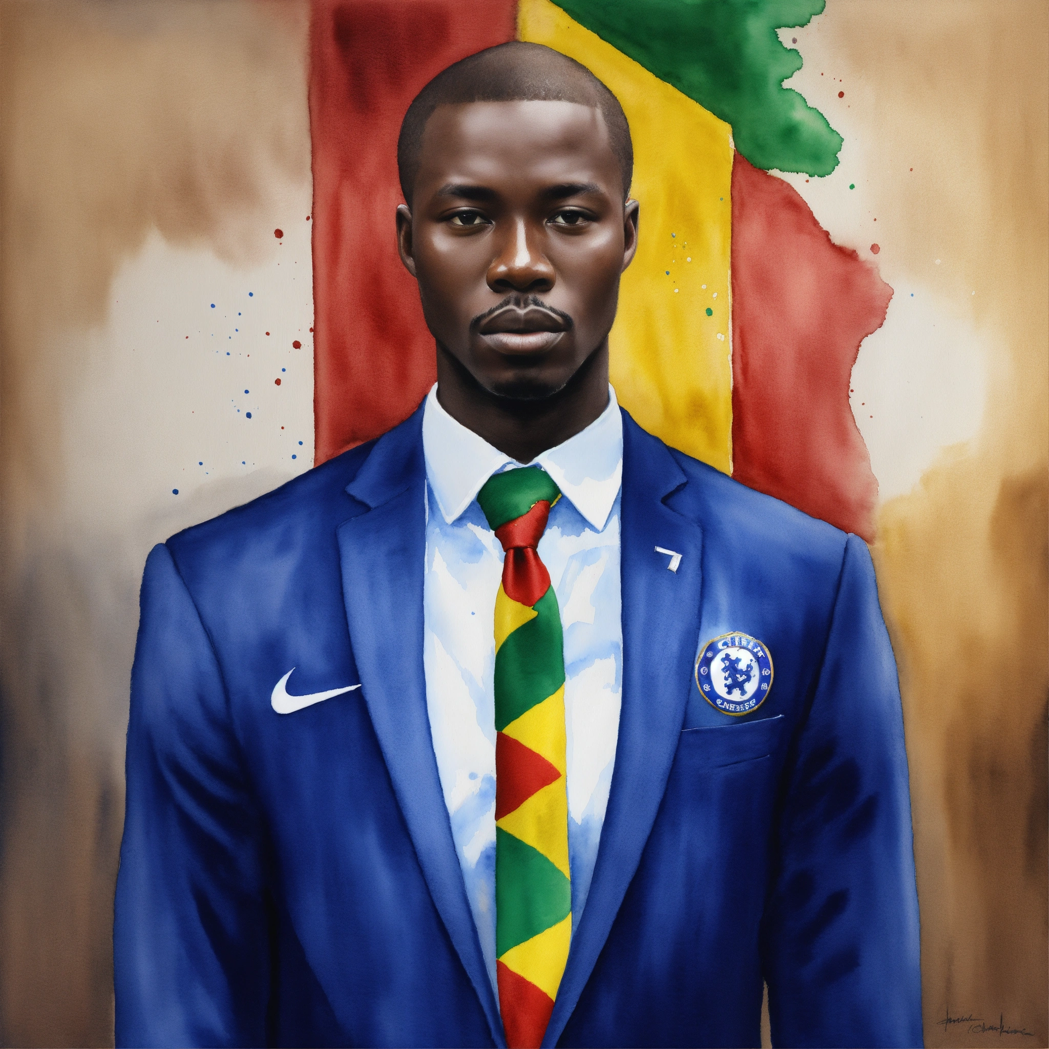 Lexica - Faceless African dressed in a Chelsea soccer team tie, only ...