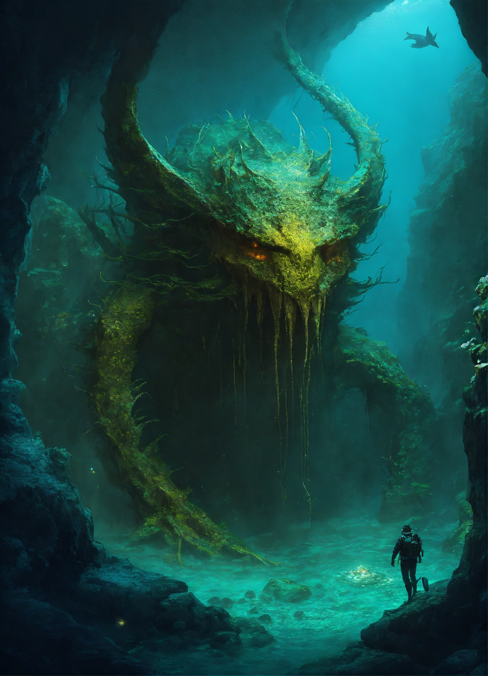Lexica - A otherworldly and sinister monster in an underwater cave.