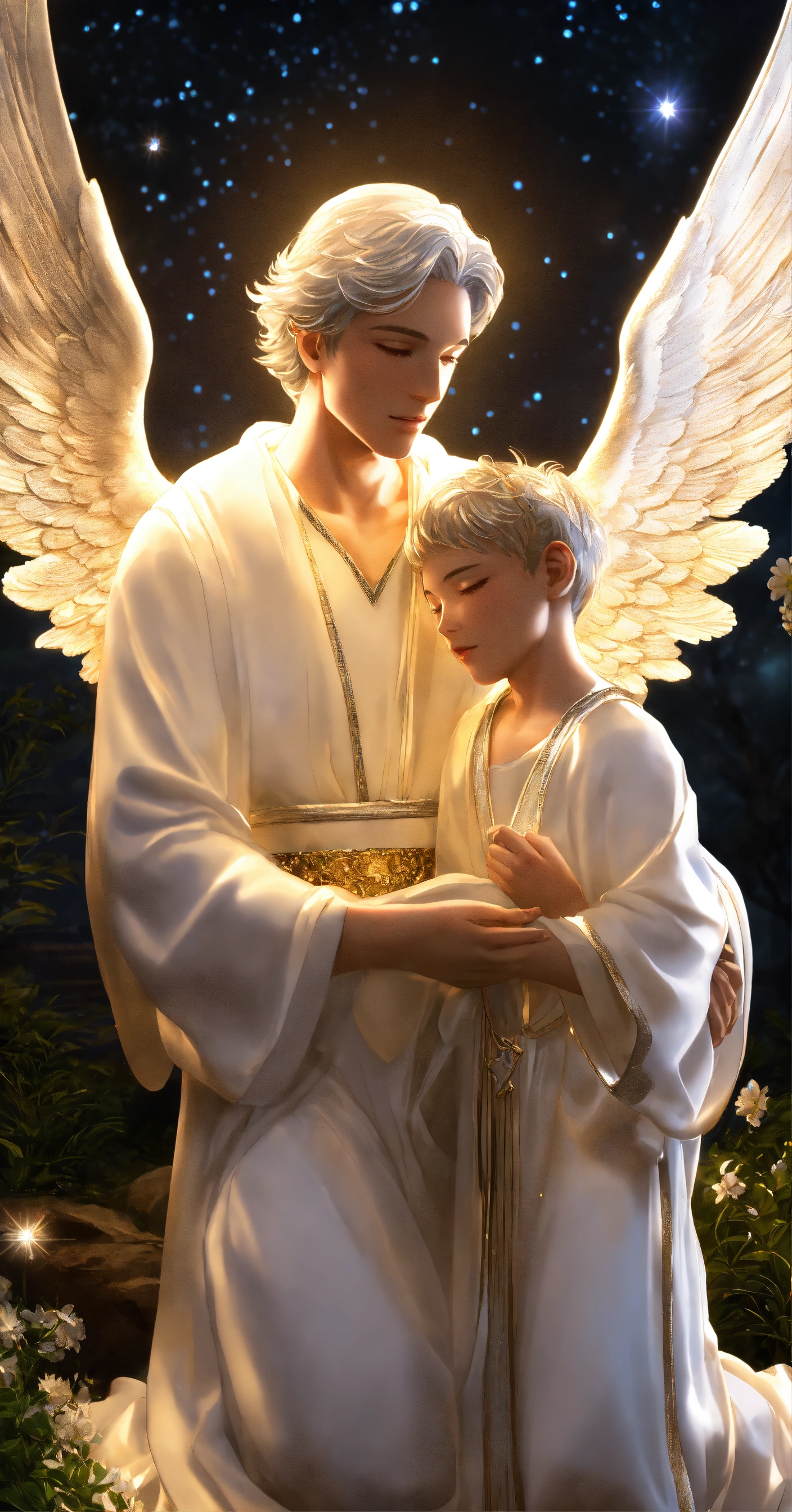 Lexica - 2 male guardian angels with detailed and luminous white angel ...