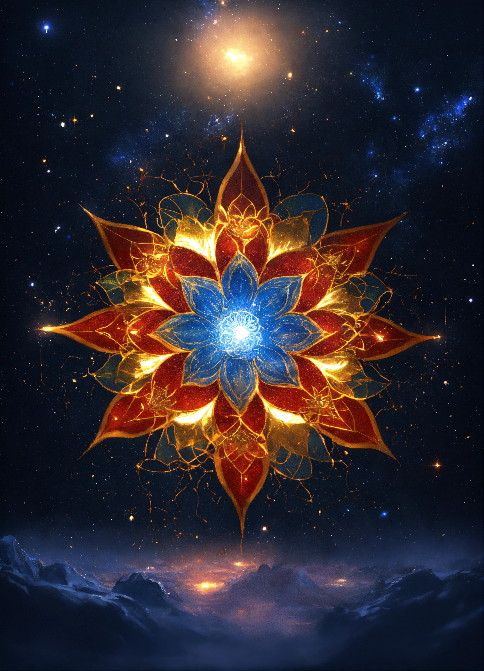 Lexica - Full body shot of white-red-gold lotus vast swamp circle star ...