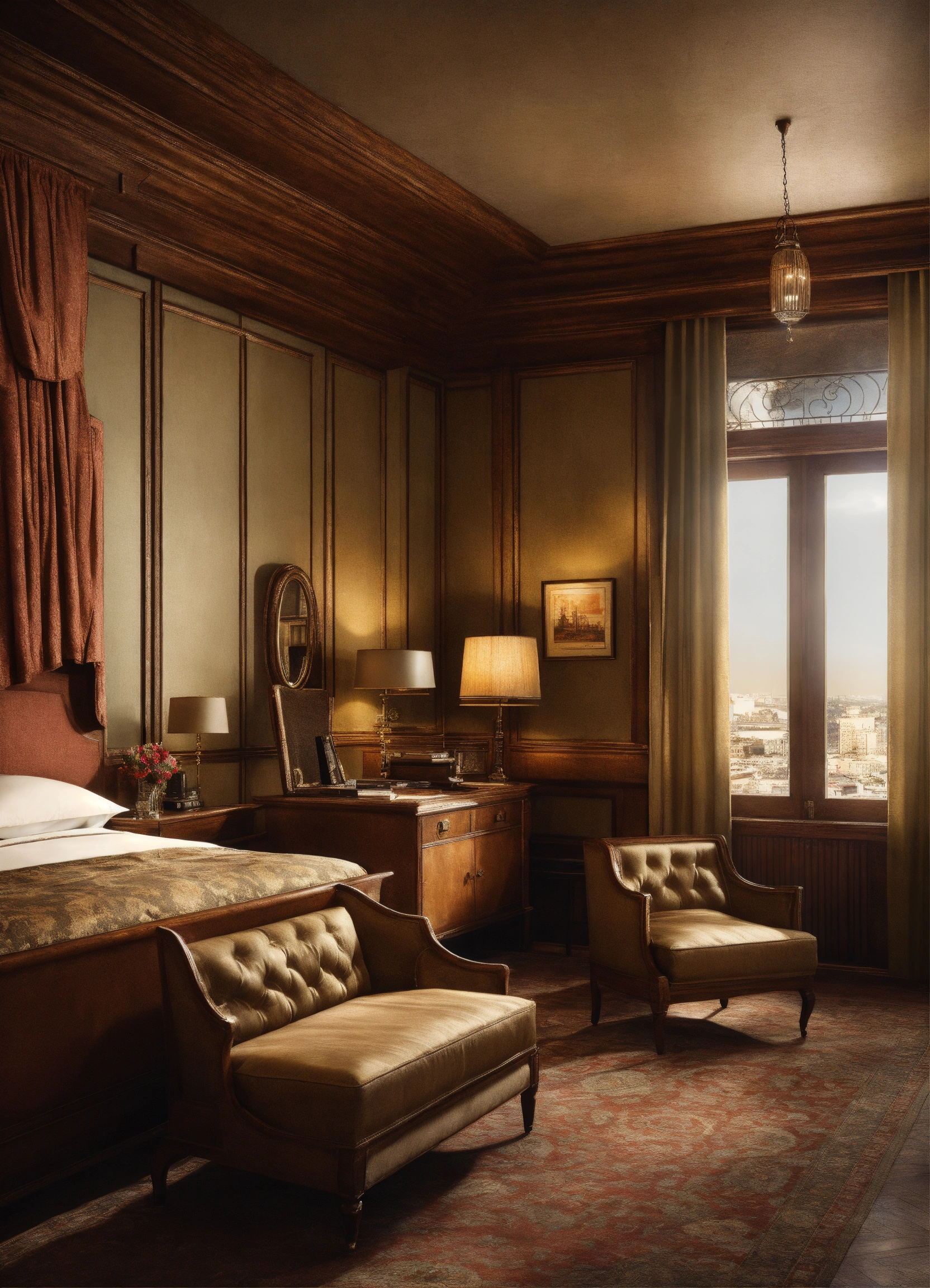 Lexica - A vintage and inviting hotel room with certain detail that ...